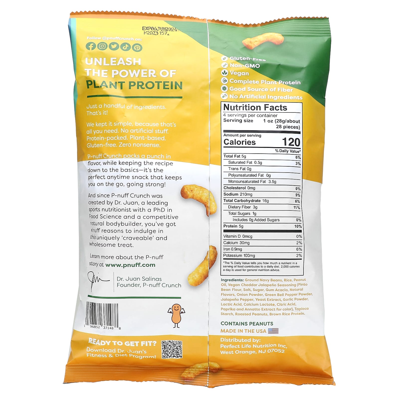 P-Nuff, Crunch, Crunchy Puffs, Cheddar Jalapeño, 4 oz (113 g)