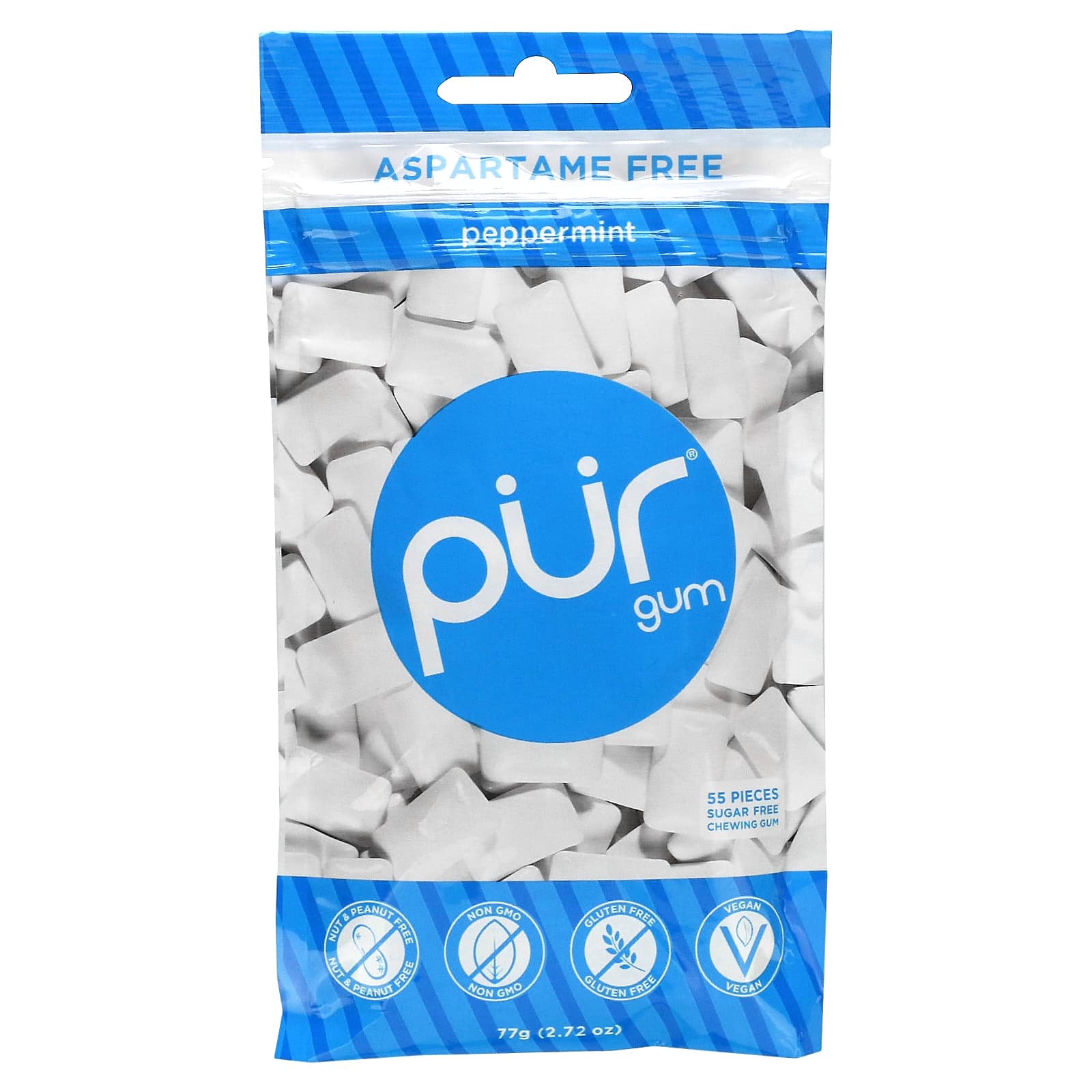 The PUR Company, Chewing Gum, Peppermint, 55 Pieces, 2.72 oz (77 g)