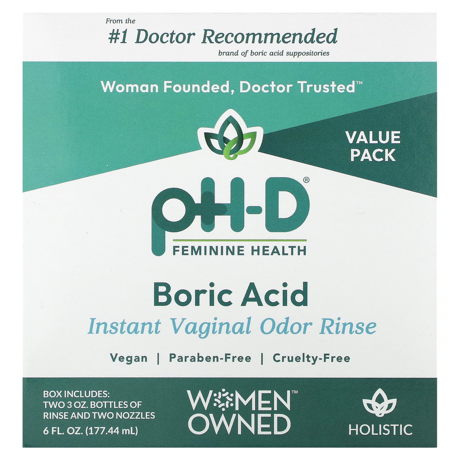 pH-D Feminine Health, Boric Acid, Instant Vaginal Odor Rinse, 2 Bottles ...