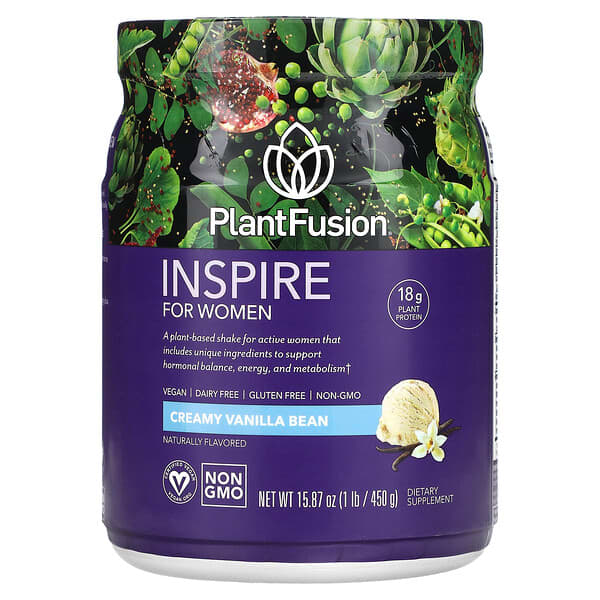 PlantFusion‏, Inspire for Women, פולי וניל קרמי, 450 גרם (1 ליברות)
