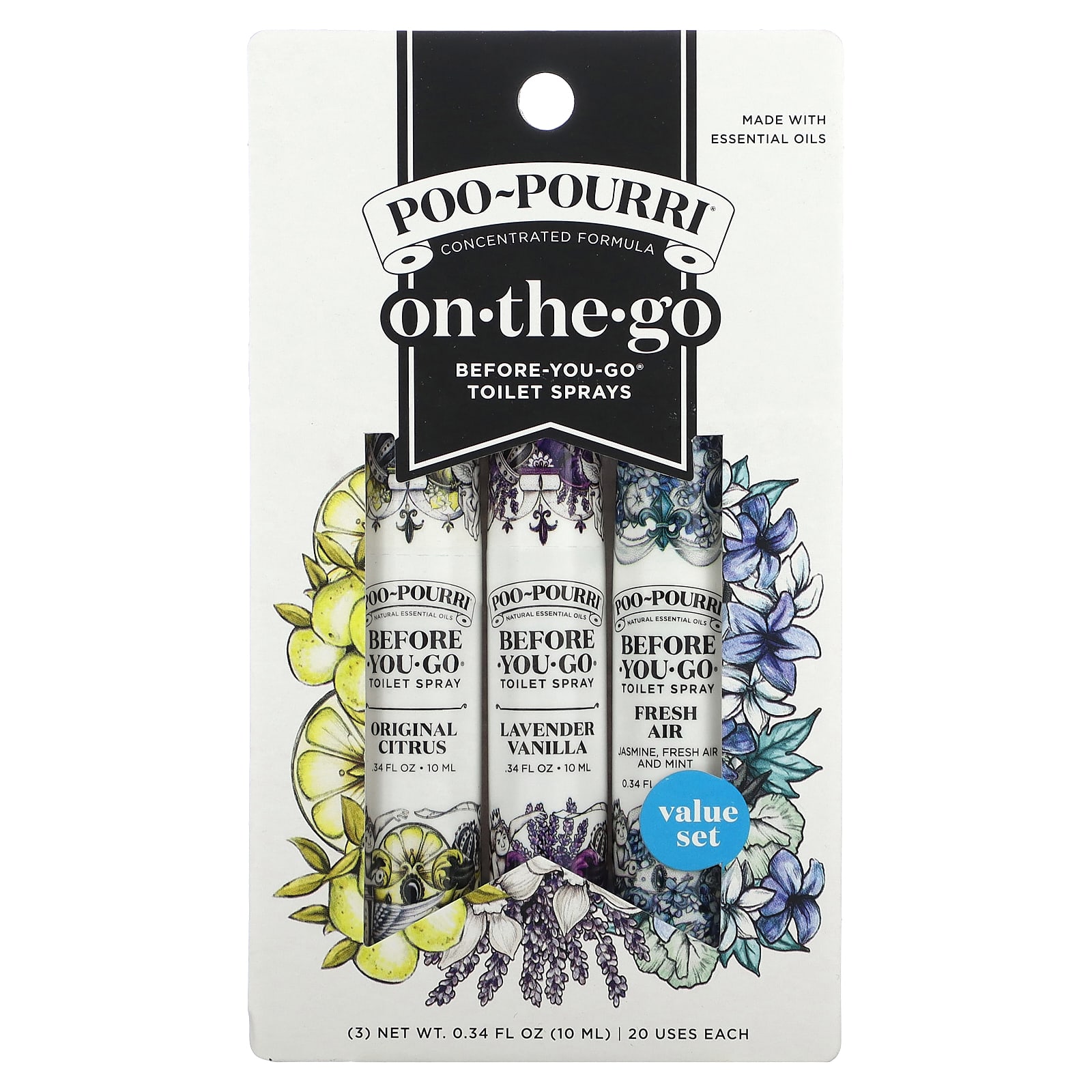 Poo-Pourri, On-The-Go, Before-You-Go® Toilet Sprays, Value Set, 3 ...