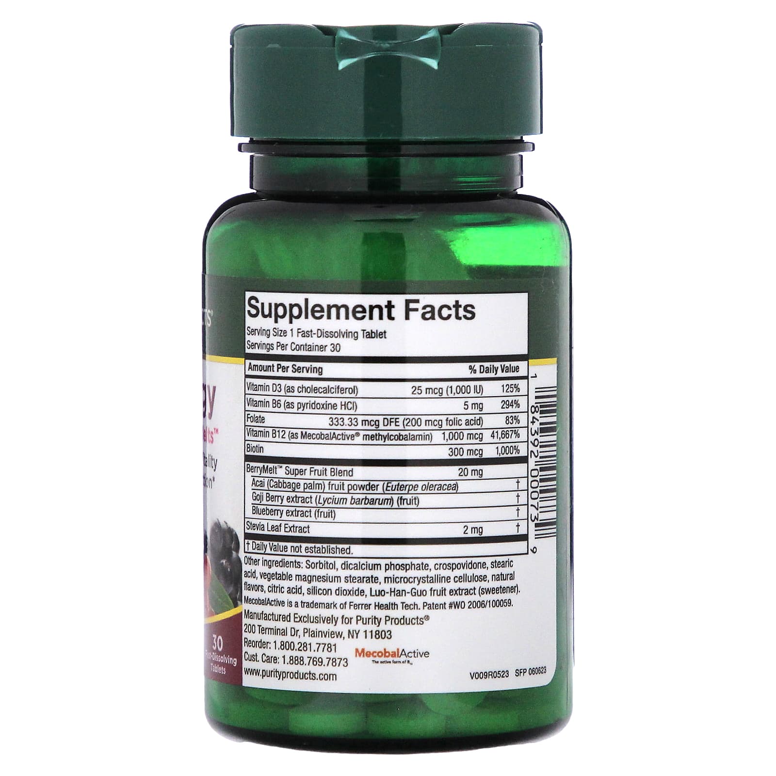 Purity Products, B12 Energy, Berry Lemonade Melts, 30 Fast-Dissolving ...