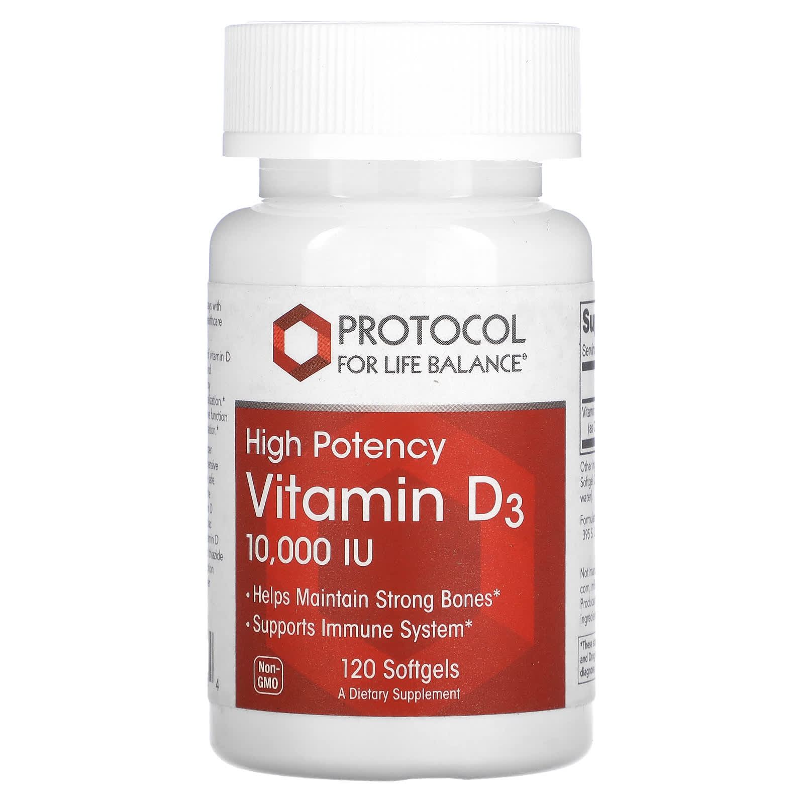 Protocol for Life Balance, Vitamin D3, High Potency, 10,000 IU, 120 ...