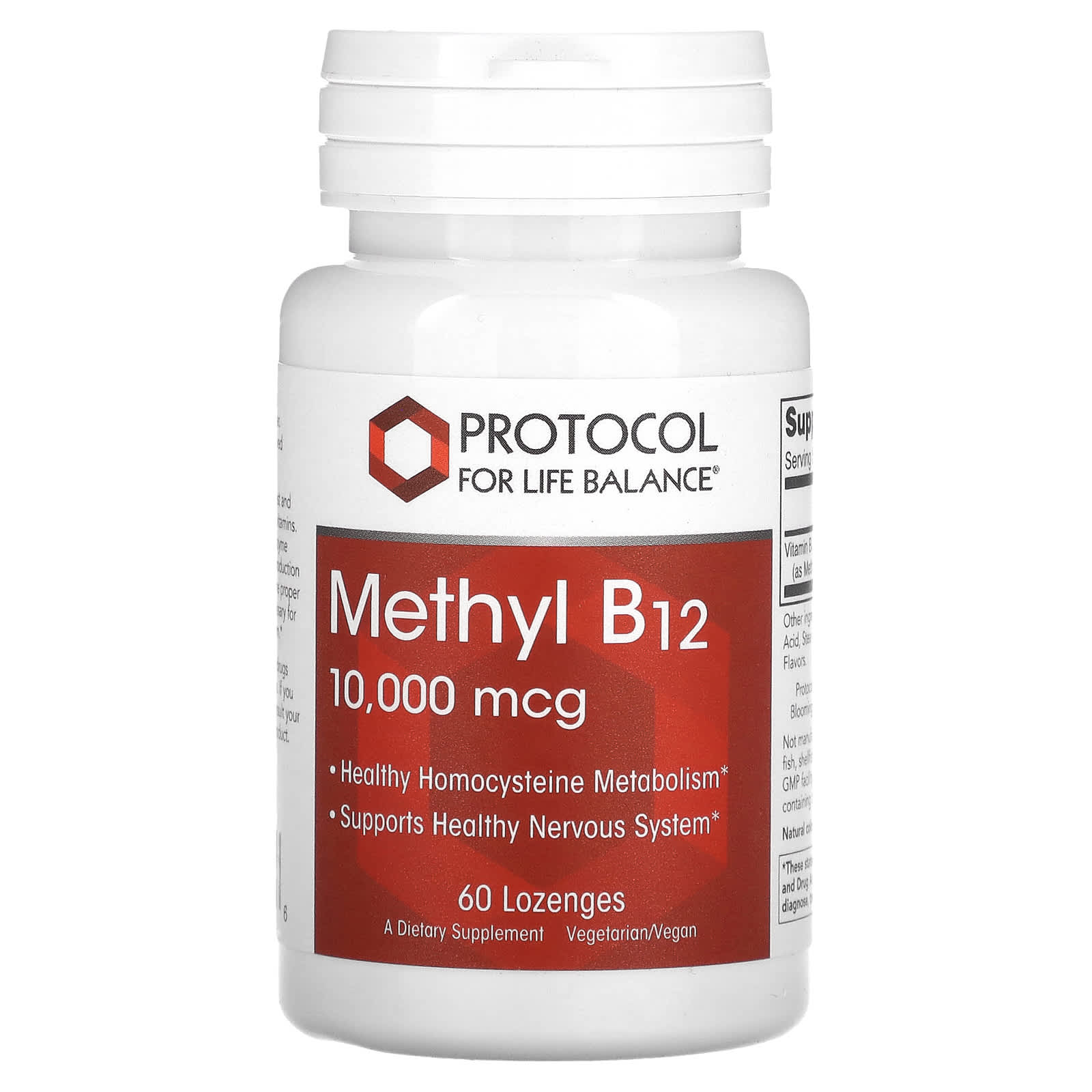 Protocol for Life Balance, Metil B12, 10.000 mcg, 60 Pastilhas