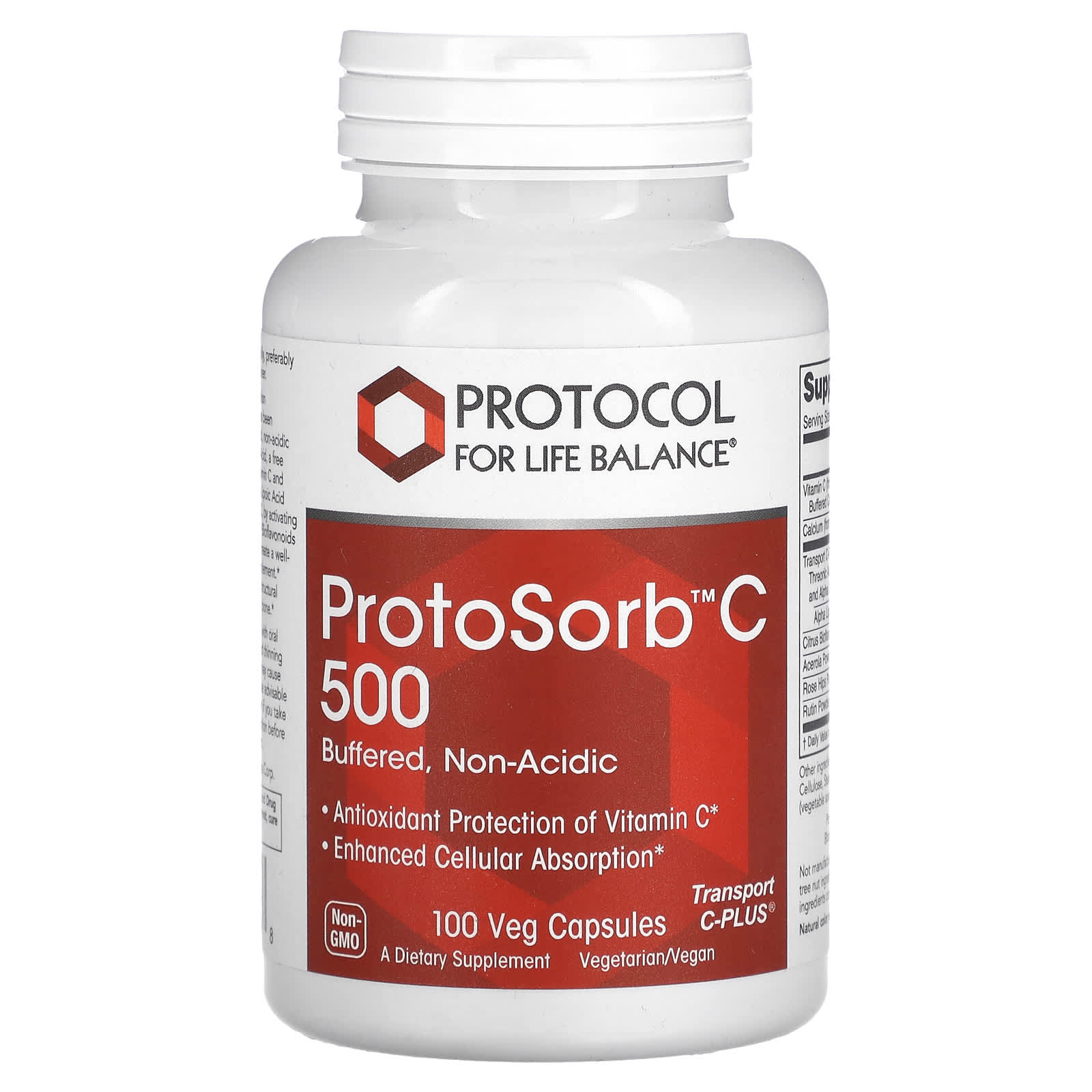 Protocol for Life Balance, ProtoSorbC 500, 100 cápsulas vegetales