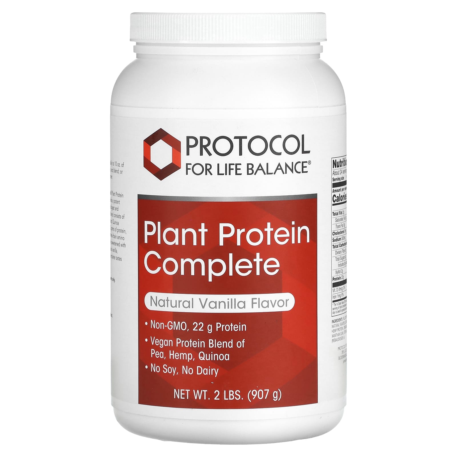 Protocol for Life Balance, 플랜트 프로틴 컴플리트, 천연 바닐라, 907g(2lbs)