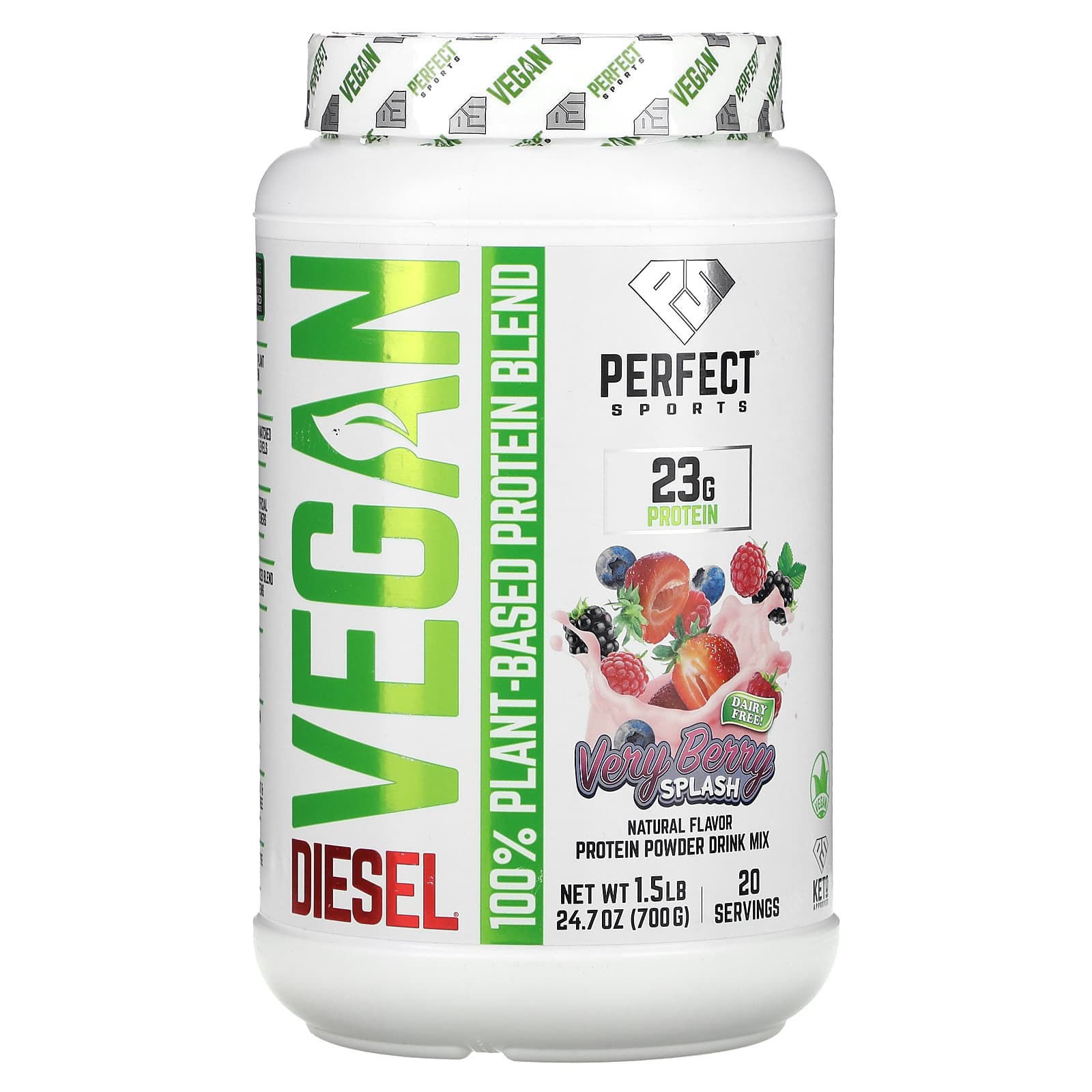 Perfect Sports, Diesel, Vegan, 100% Plant-Based Protein Blend, Very ...