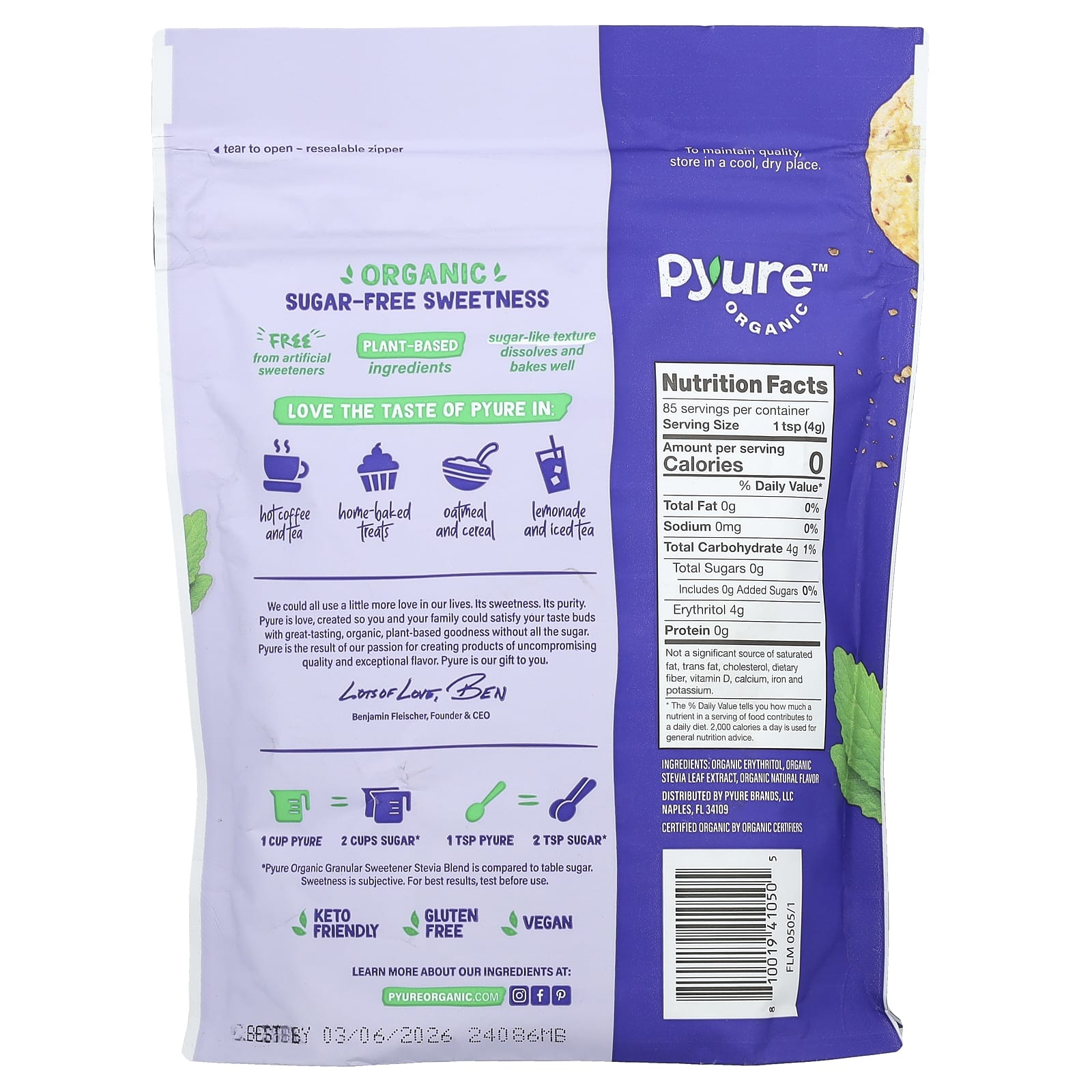 Pyure, Organic Granular Sweetener, Stevia Blend, 12 oz (340 g)