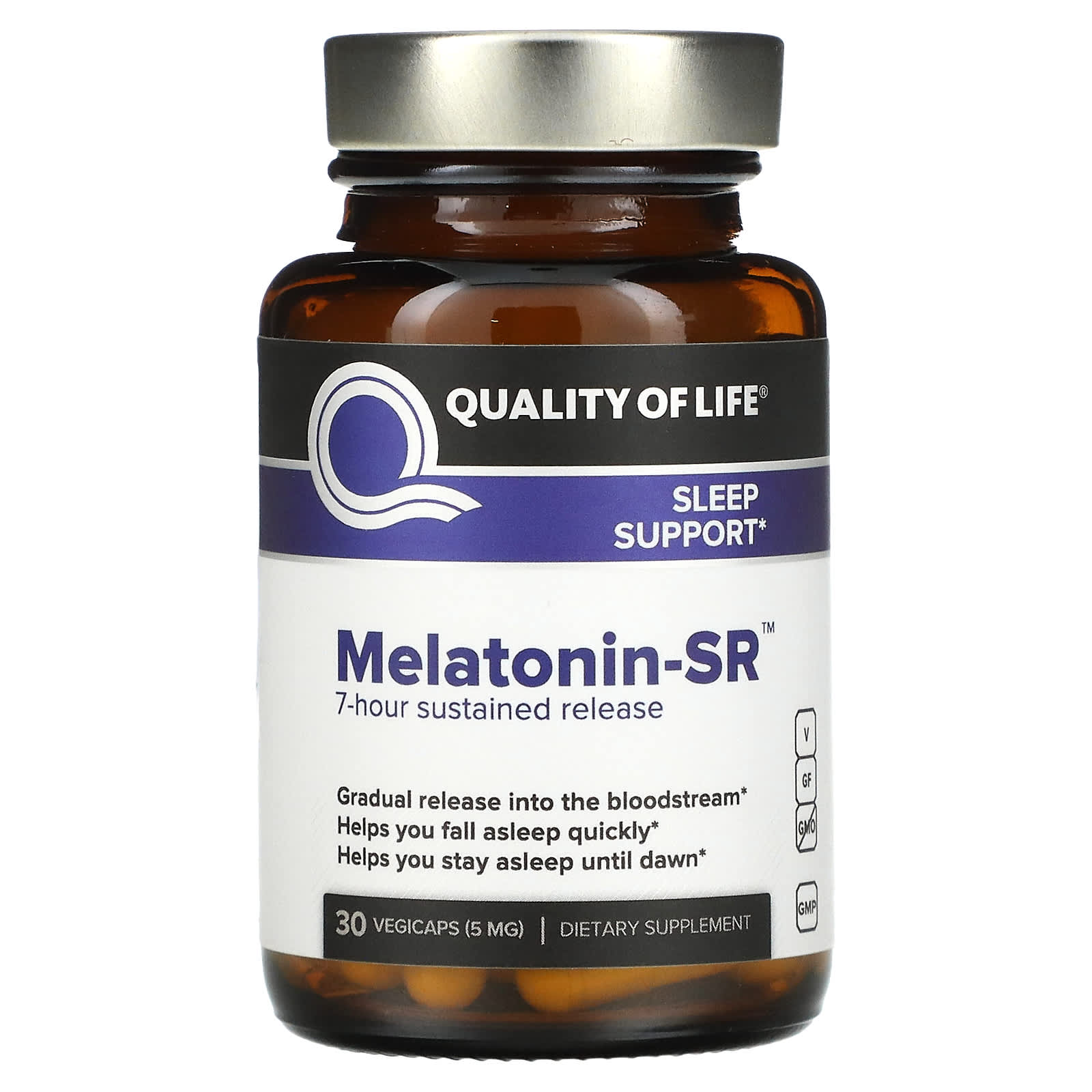 Quality of Life, Melatonin-SR, 5 mg, 30 Vegicaps