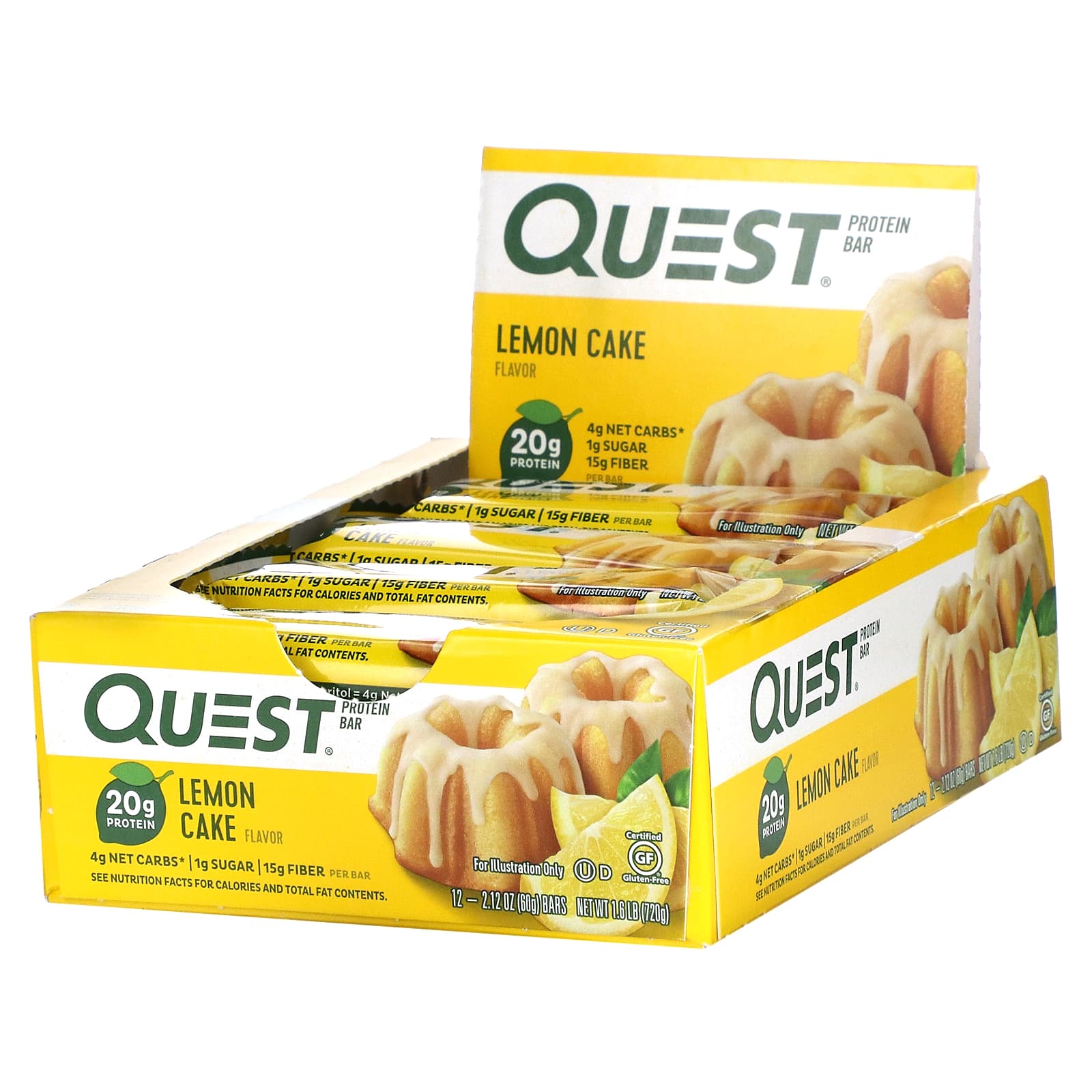 Quest Nutrition, Protein Bar, Lemon Cake, 12 Bars, 2.12 oz (60 g) Each