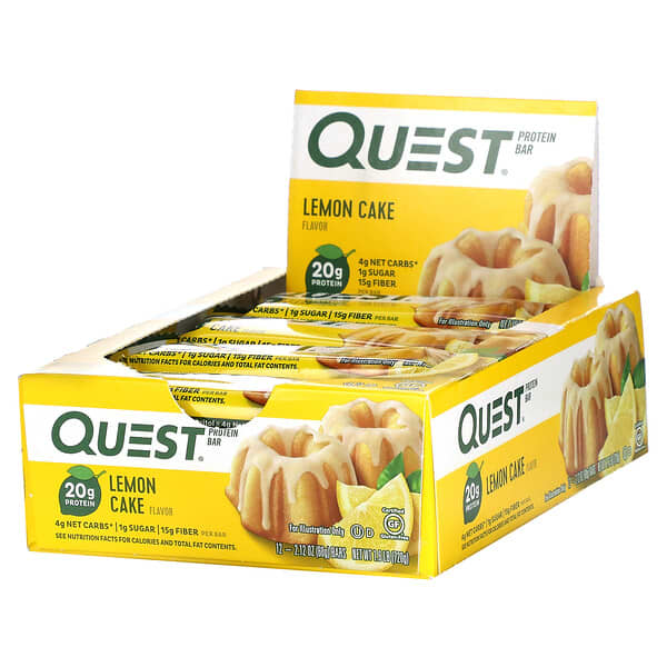 Quest Nutrition, Protein Bar, Lemon Cake, 12 Bars, 2.12 oz (60 g) Each