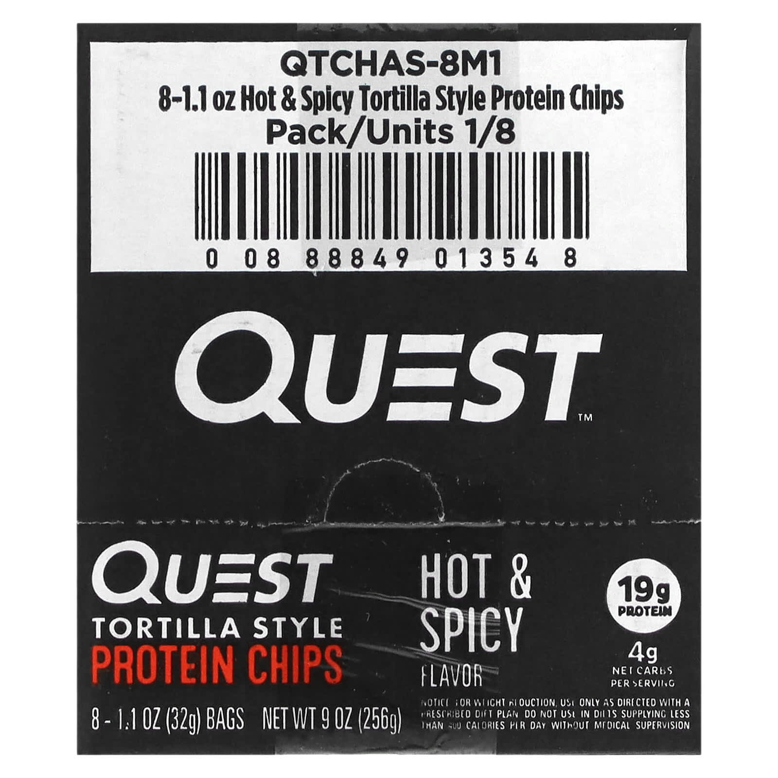 Quest Nutrition, Tortilla Style Protein Chips, Hot & Spicy, 8 Bags, 1.1 ...