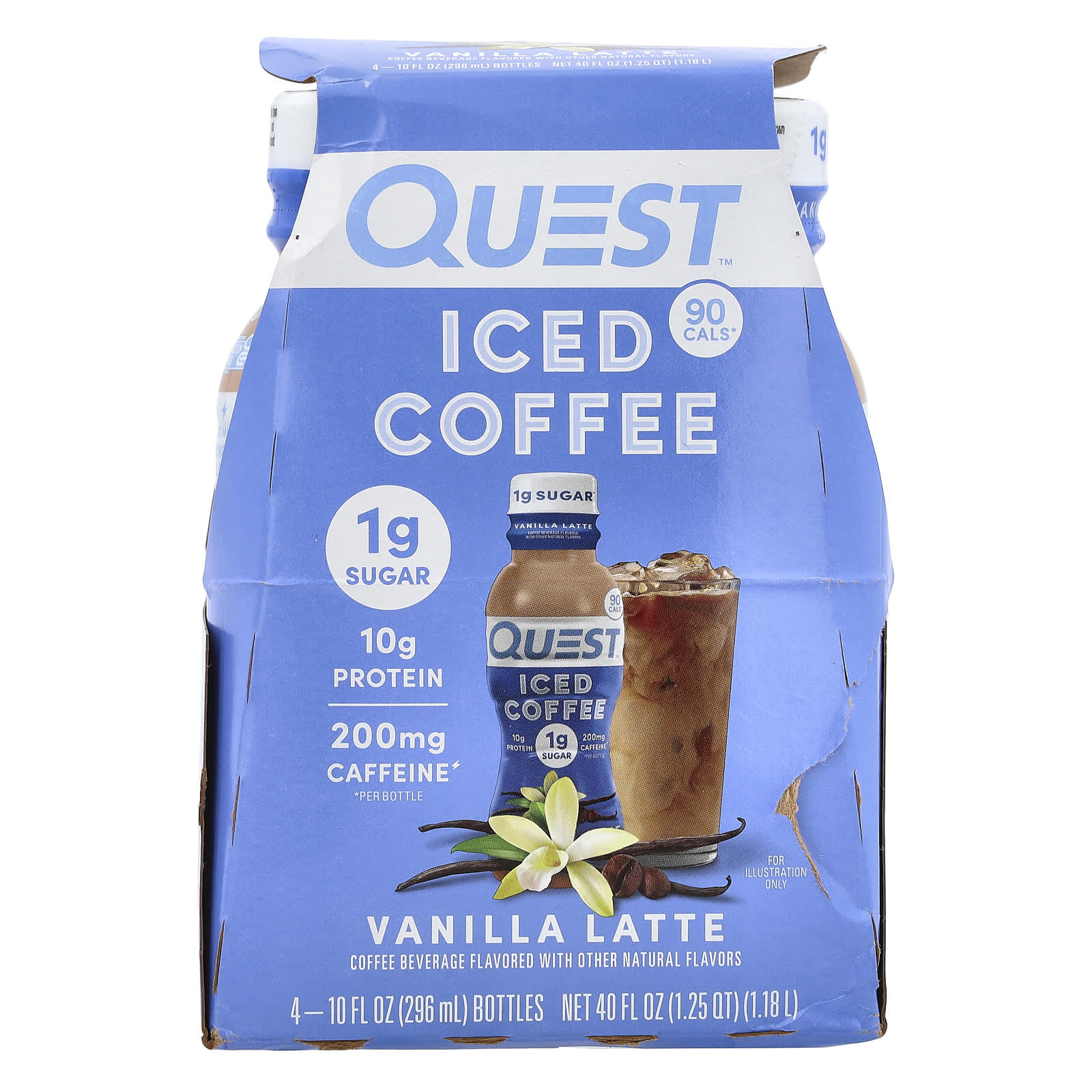 Quest Nutrition, Iced Coffee, Vanilla Latte, 4 Bottles, 10 fl oz (296 ...