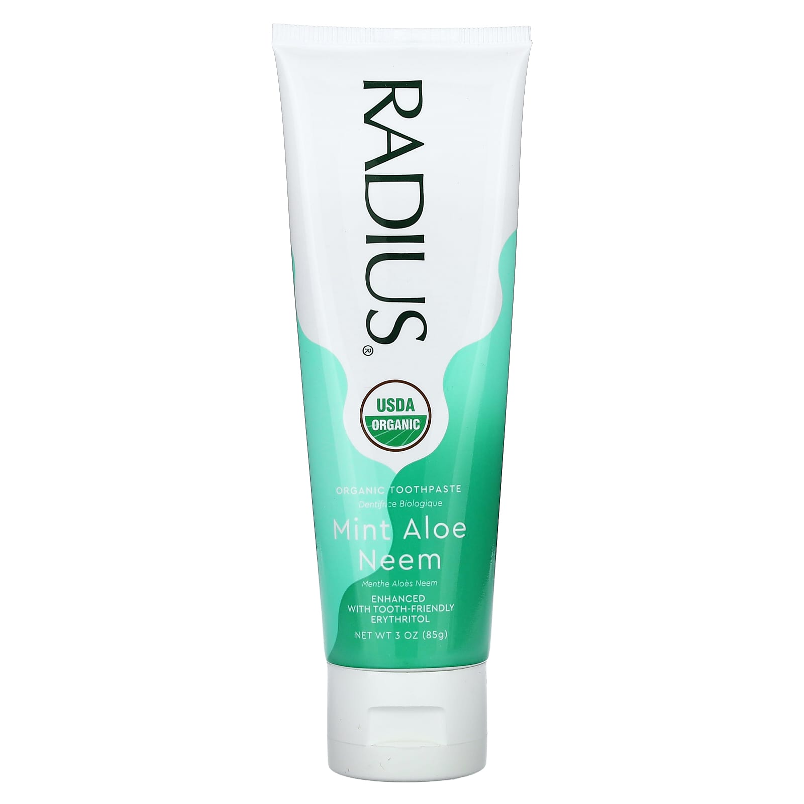 RADIUS, Pasta dental orgánica, Menta, aloe y nim, 85 g (3 oz)