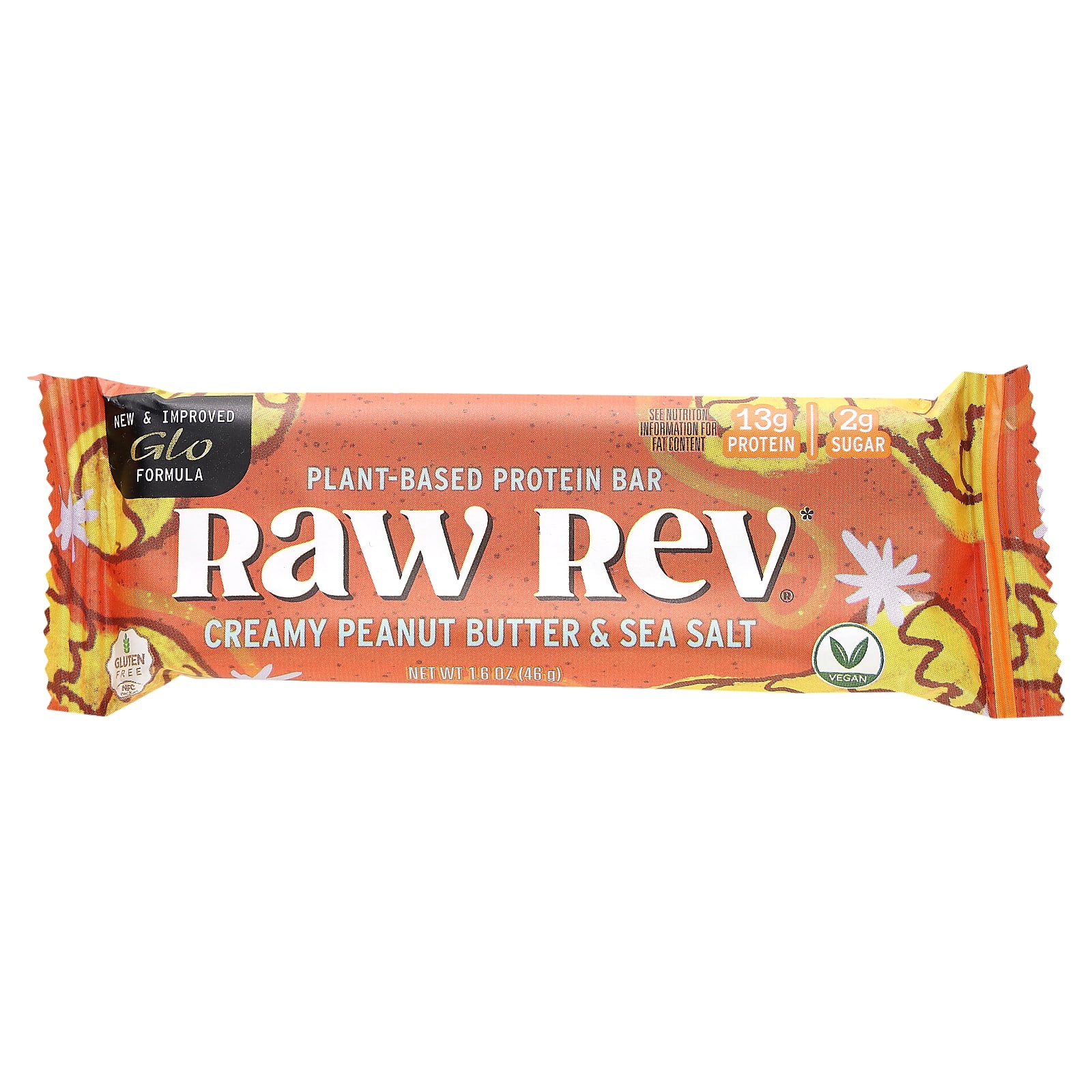 Raw Rev, Plant-Based Protein Bar, Creamy Peanut Butter & Sea Salt, 12 ...