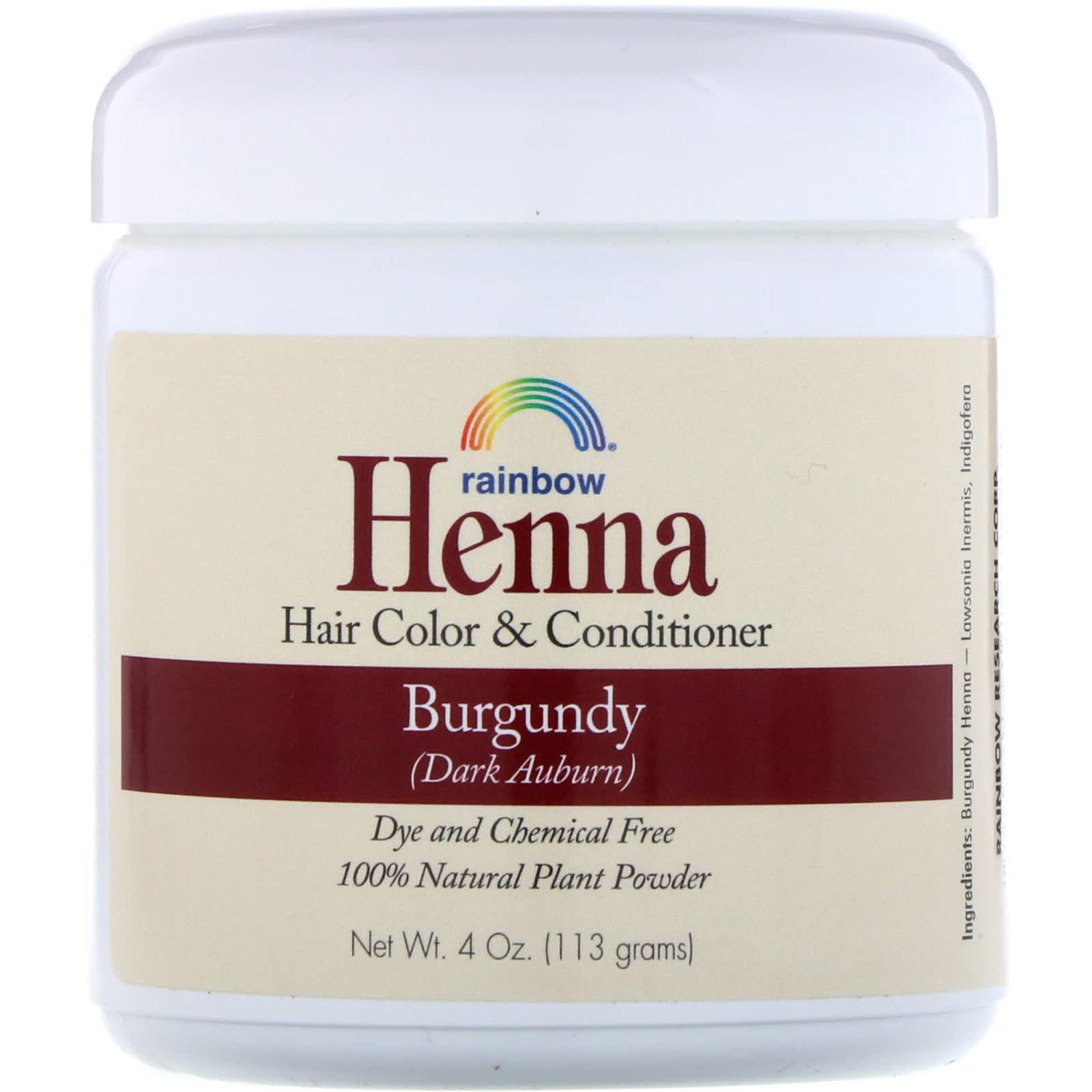 Rainbow Research, Henna, Hair Color and Conditioner, Burgundy (Dark ...