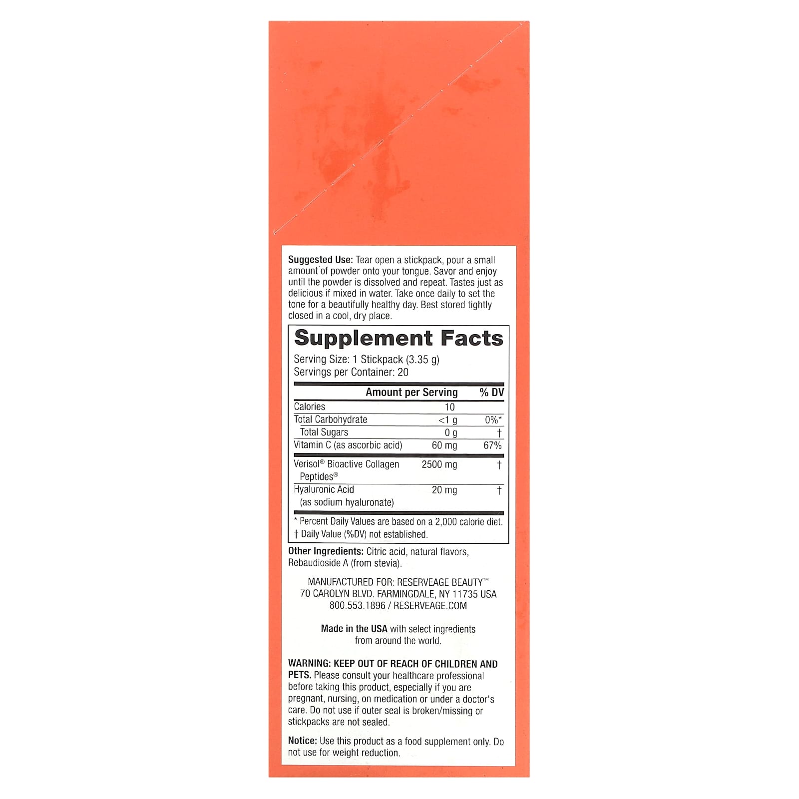 Reserveage Beauty, Collagen Candy, Sour Apple, 20 Stickpacks, 0.1 oz (3 ...