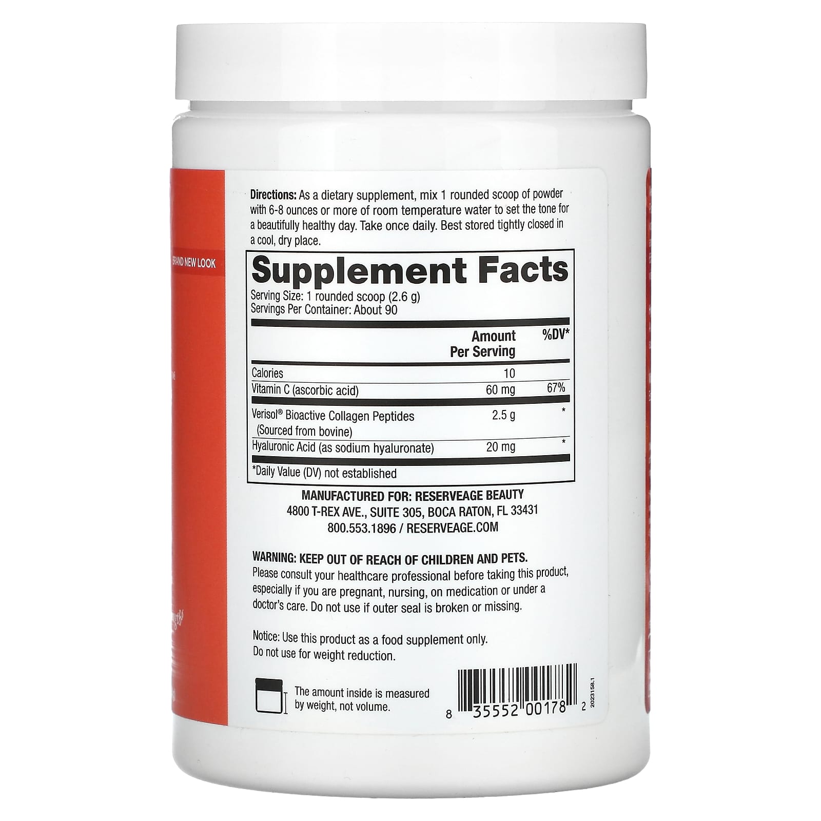 Reserveage Beauty, Collagen Replenish Powder, Unflavored, 8.25 oz (234 g)