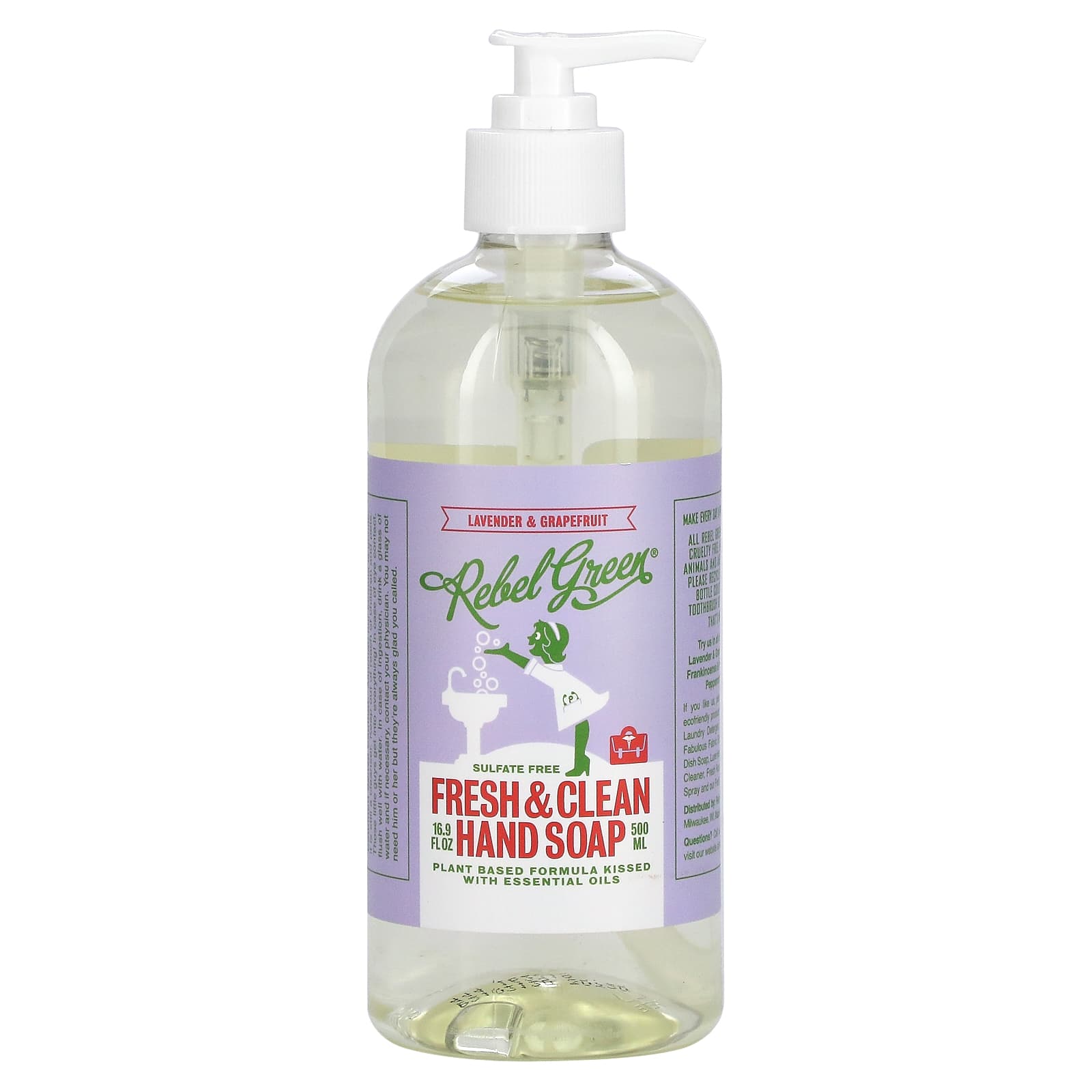 Rebel Green, Fresh & Clean Hand Soap, Lavender & Grapefruit, 16.9 fl oz ...