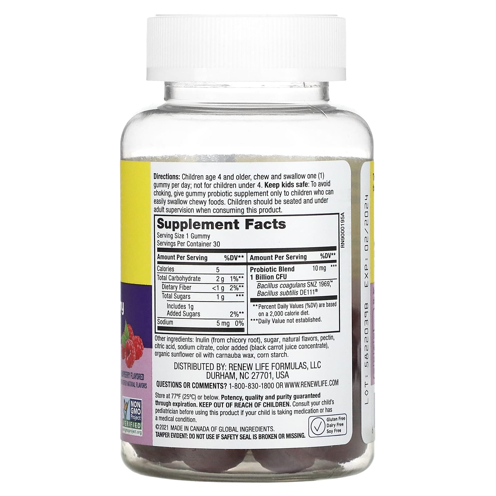 Renew Life, Kids Tummy Gummy, Prebiotics and Probiotics, Raspberry, 30 ...