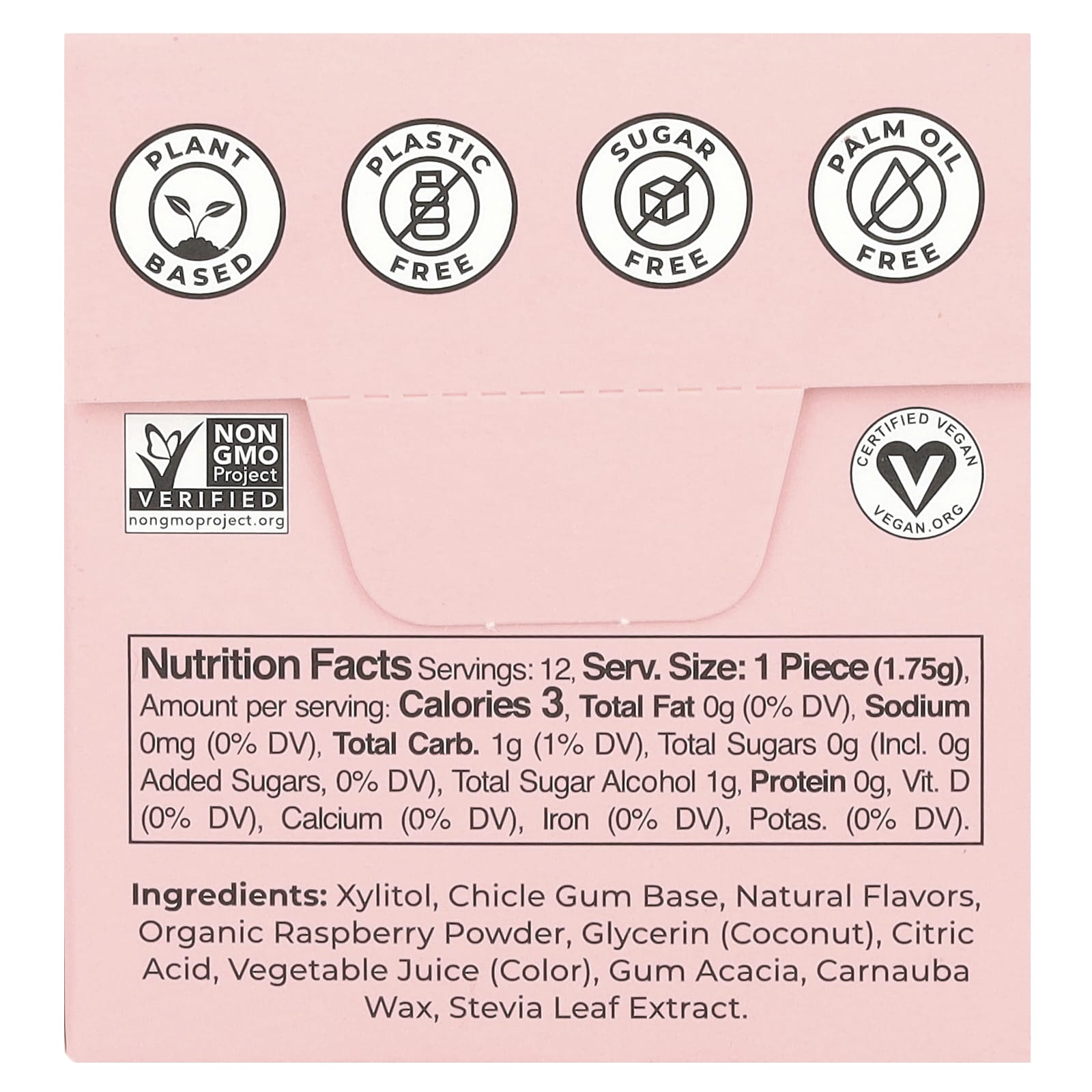 Refresh Gum, Plant-Based Gum, Raspberry, 12 Pieces