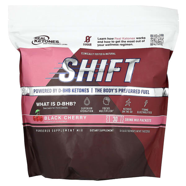 Real Ketones, Shift, Black Cherry, 30 Drink Mix Packets, 0.26 oz (7.5 g ...