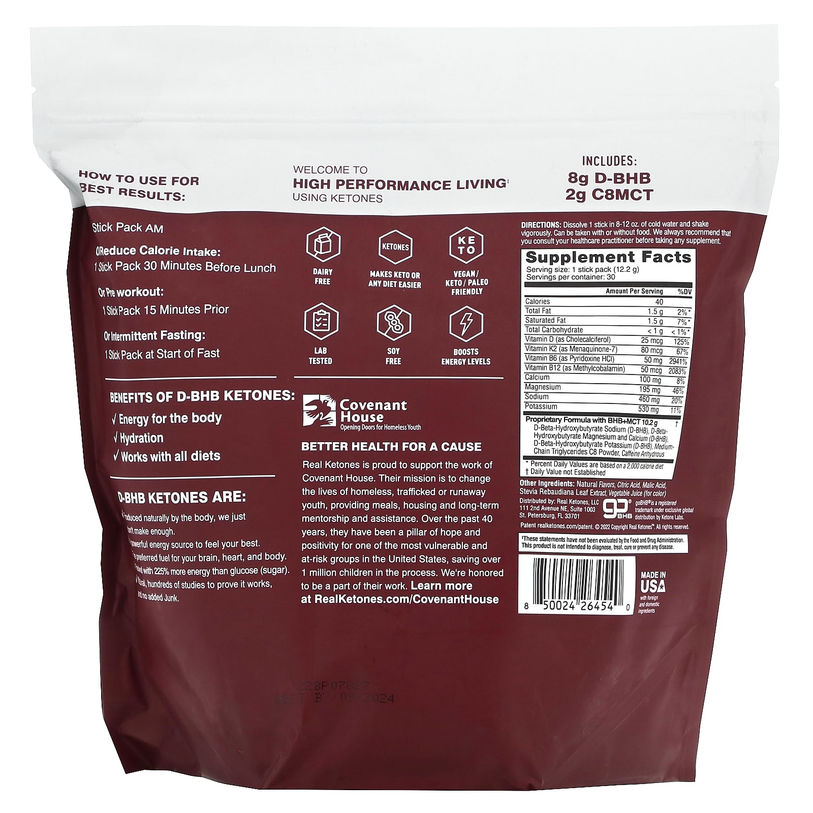 Real Ketones, Elevate, Caffeinated Mixed Berry, 30 Drink Mix Packets, 0 ...