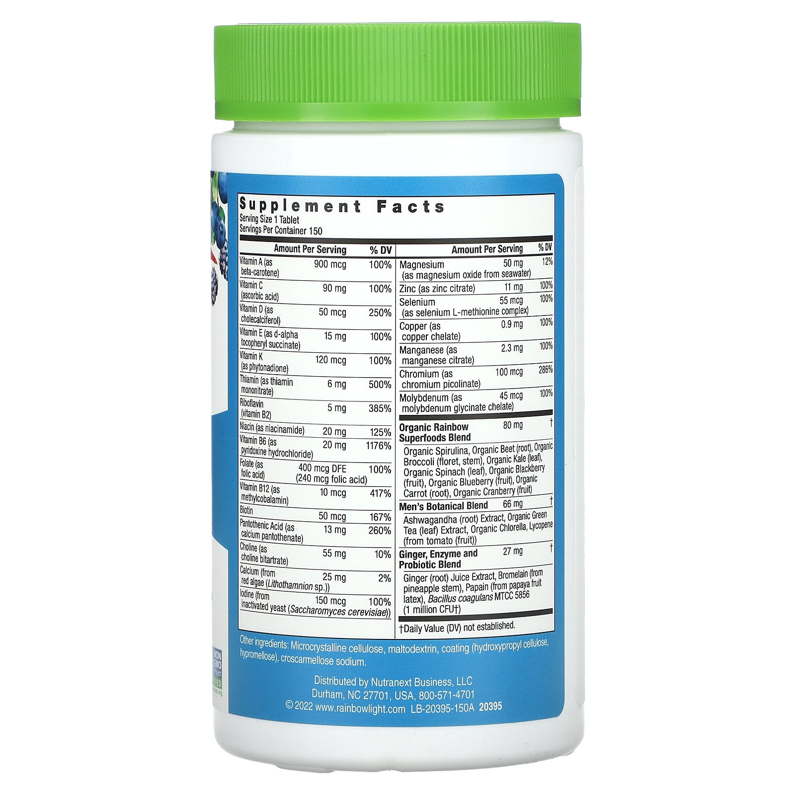 Rainbow Light, Men's One Daily Multivitamin, High Potency, 150 ...