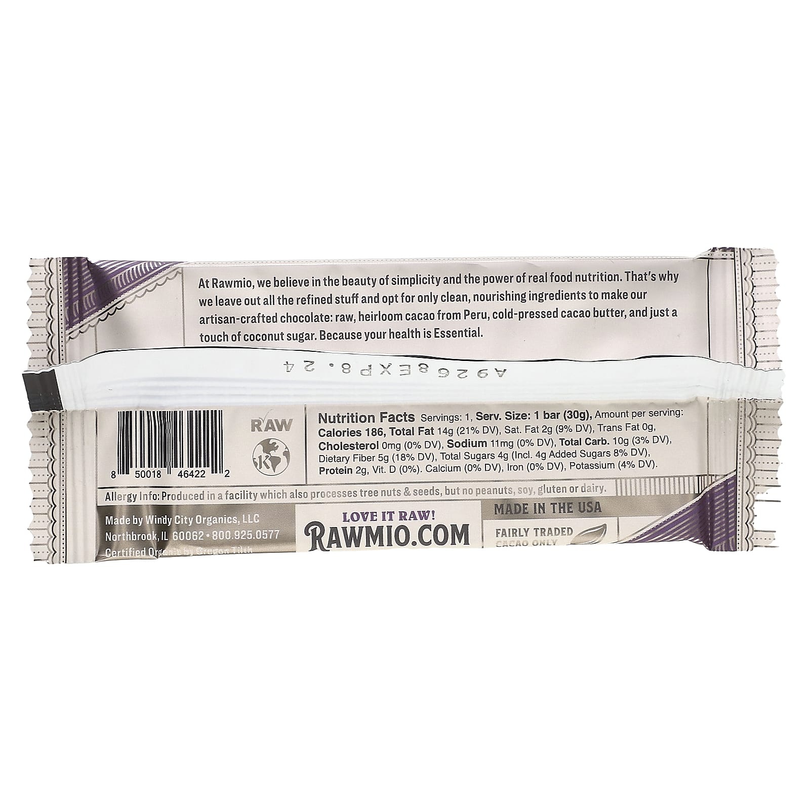 Rawmio, Essential Bar, Organic Raw Chocolate, 85% Cacao, Quite Dark, 1. ...