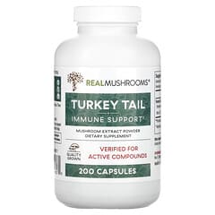 Real Mushrooms, Turkey Tail, Mushroom Extract Powder, 200 Capsules