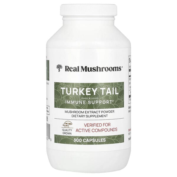 Real Mushrooms, Turkey Tail, Mushroom Extract Powder, 200 Capsules