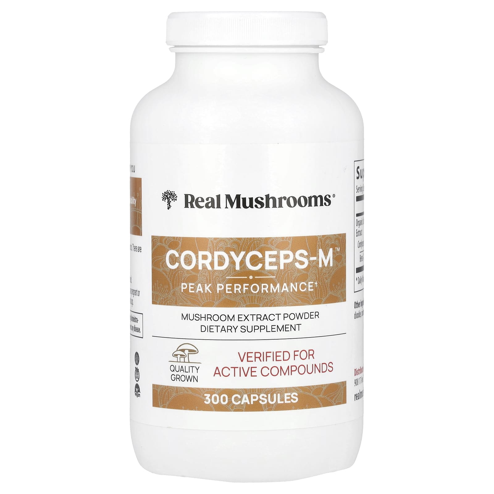 Real Mushrooms, Cordyceps-M™, Mushroom Extract Powder, 300 Capsules