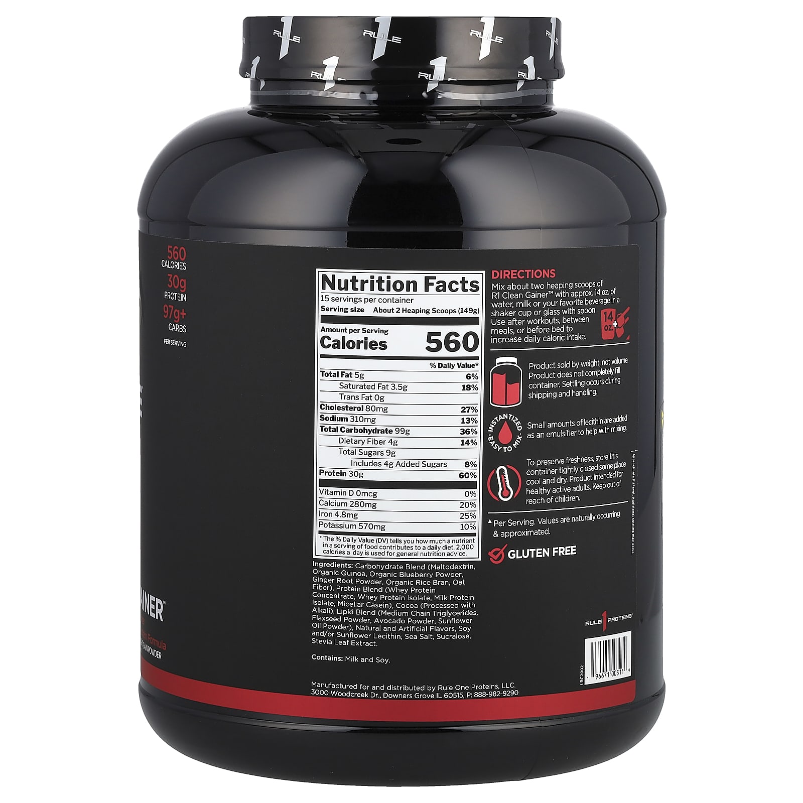 Rule One Proteins, Clean Gainer™, Chocolate Fudge, 4.93 lb (2.24 kg)