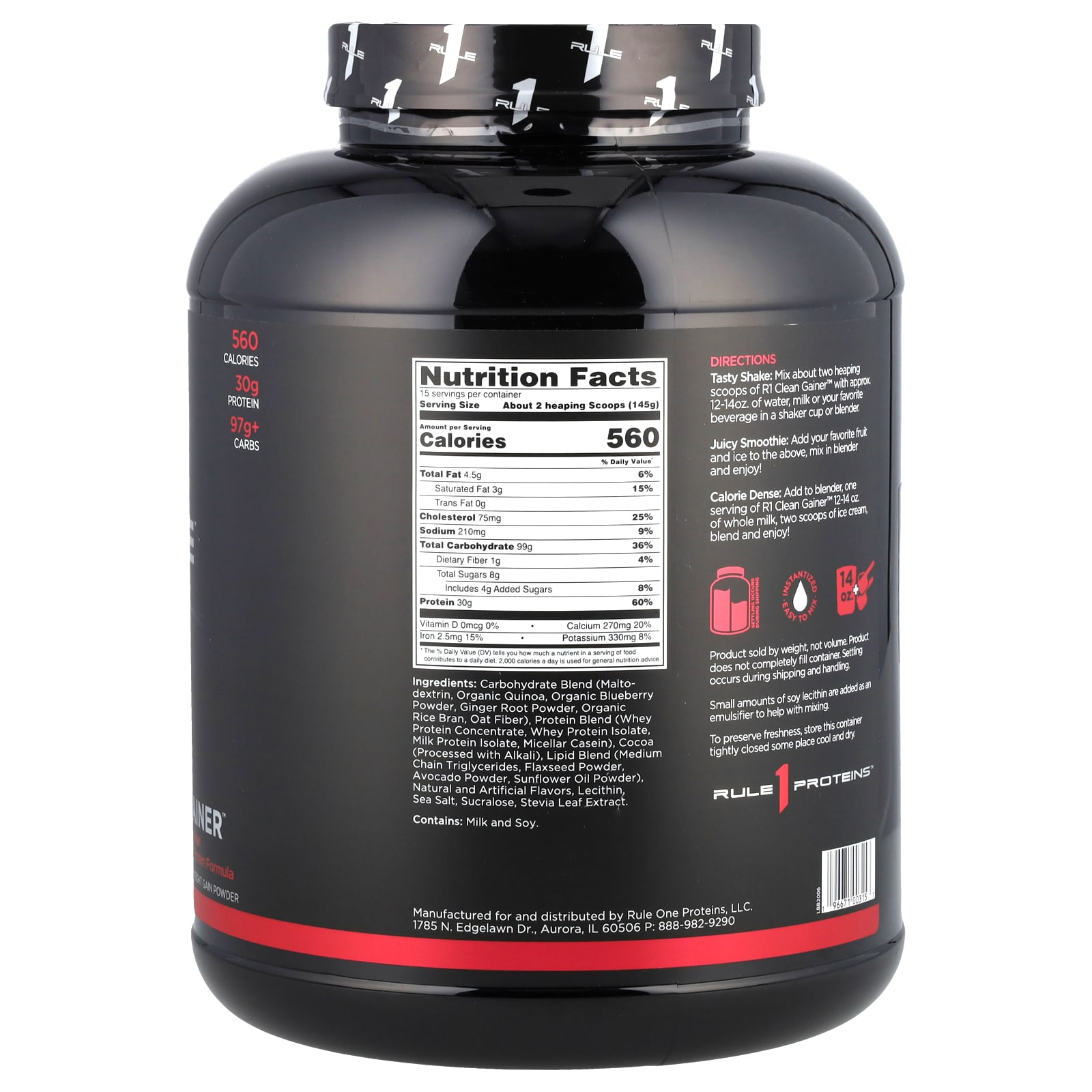 Rule One Proteins, Clean Gainer™, Chocolate Peanut Butter, 4.8 lb (2.18 kg)