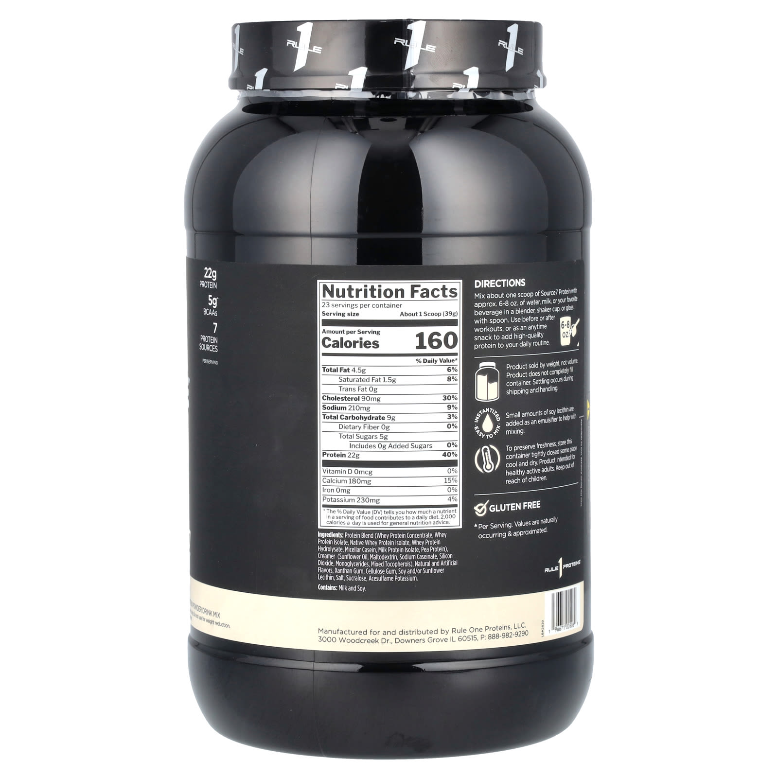 Rule One Proteins, Source7 Protein Powder Drink Mix, Vanilla, 1.98 lb ...