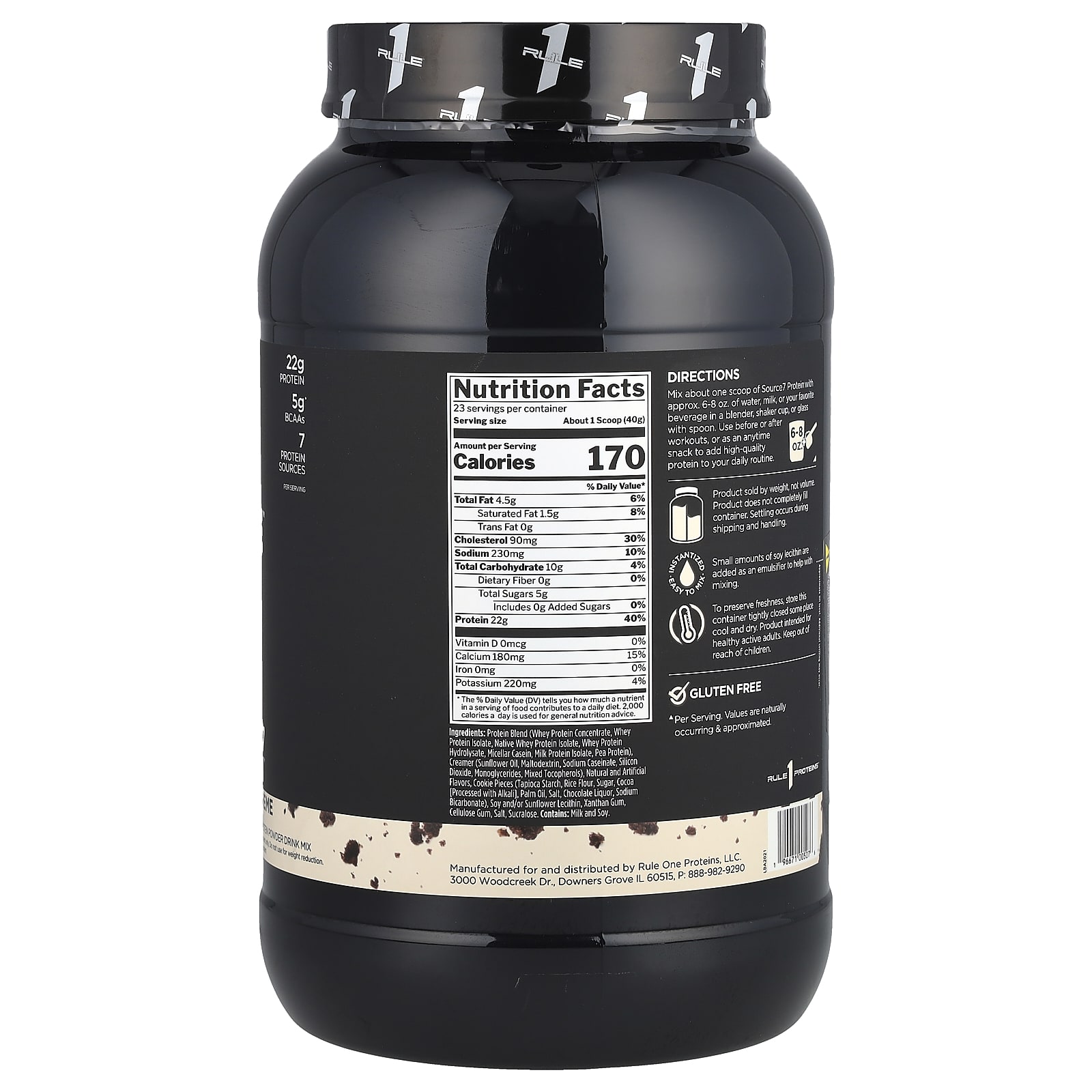 Rule One Proteins, Source7 Protein Powder Drink Mix, Cookies & Creme, 2 ...