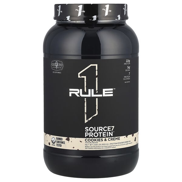 Rule One Proteins, Source7 Protein Powder Drink Mix, Cookies & Creme, 2 ...