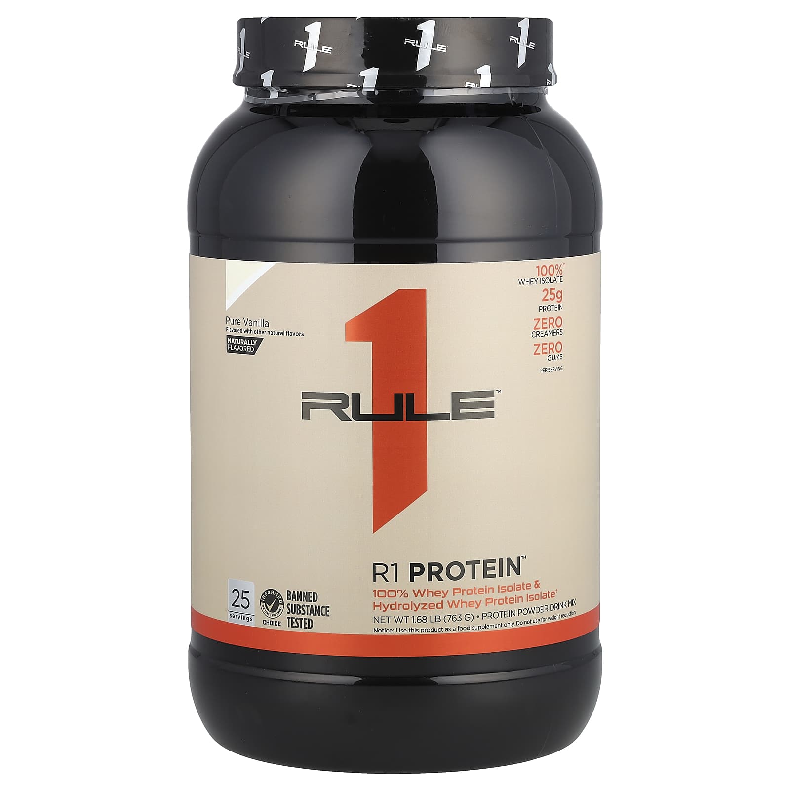 Rule One Proteins, R1 Protein Powder Drink Mix, Pure Vanilla, 1.68 lb ...