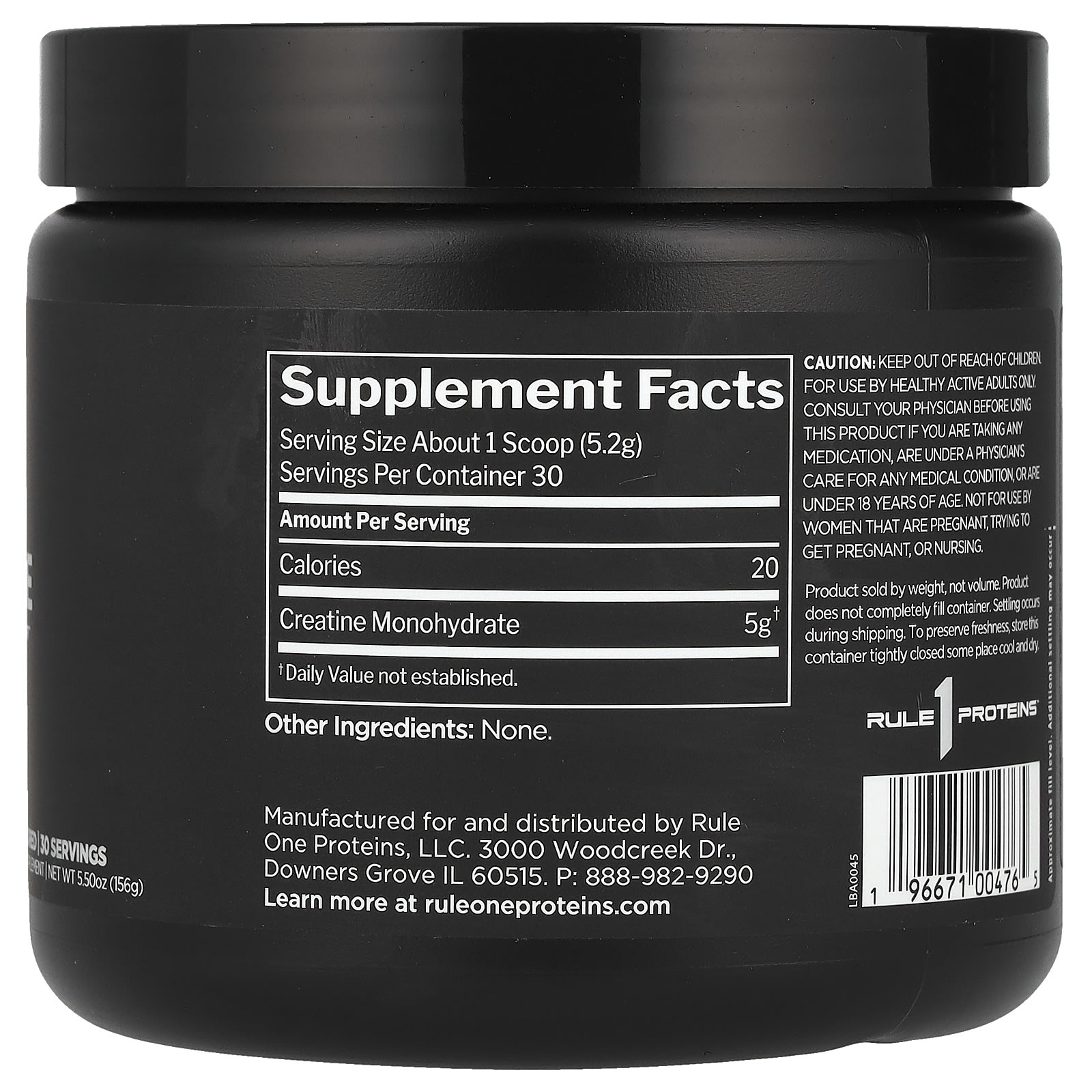 Rule One Proteins, Creatine, Unflavored, 5.5 oz (156 g)