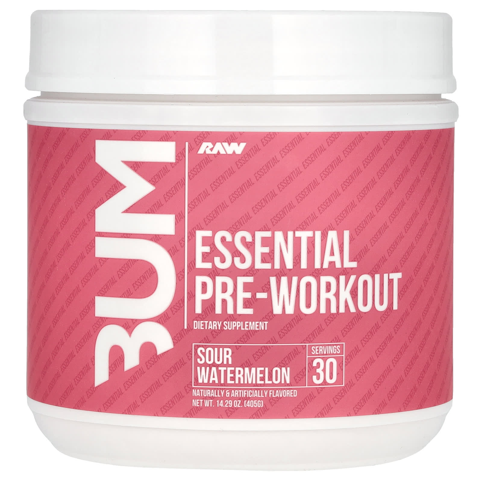 Raw Nutrition, Bum, Essential Pre-Workout, Sour Watermelon, 14.29 oz ...