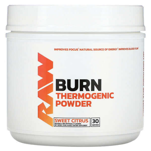 Raw Nutrition, Burn, Thermogenic Powder, Sweet Citrus, 18.2 oz (516 g)