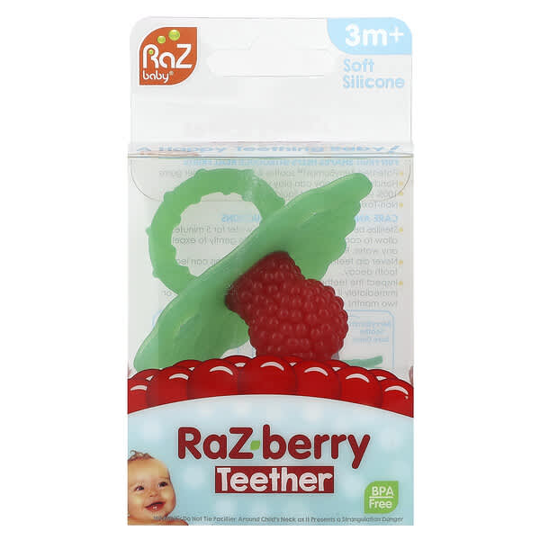 RaZbaby, RaZ-berry Teether, 3 Months+, Green/Red, 1 Count