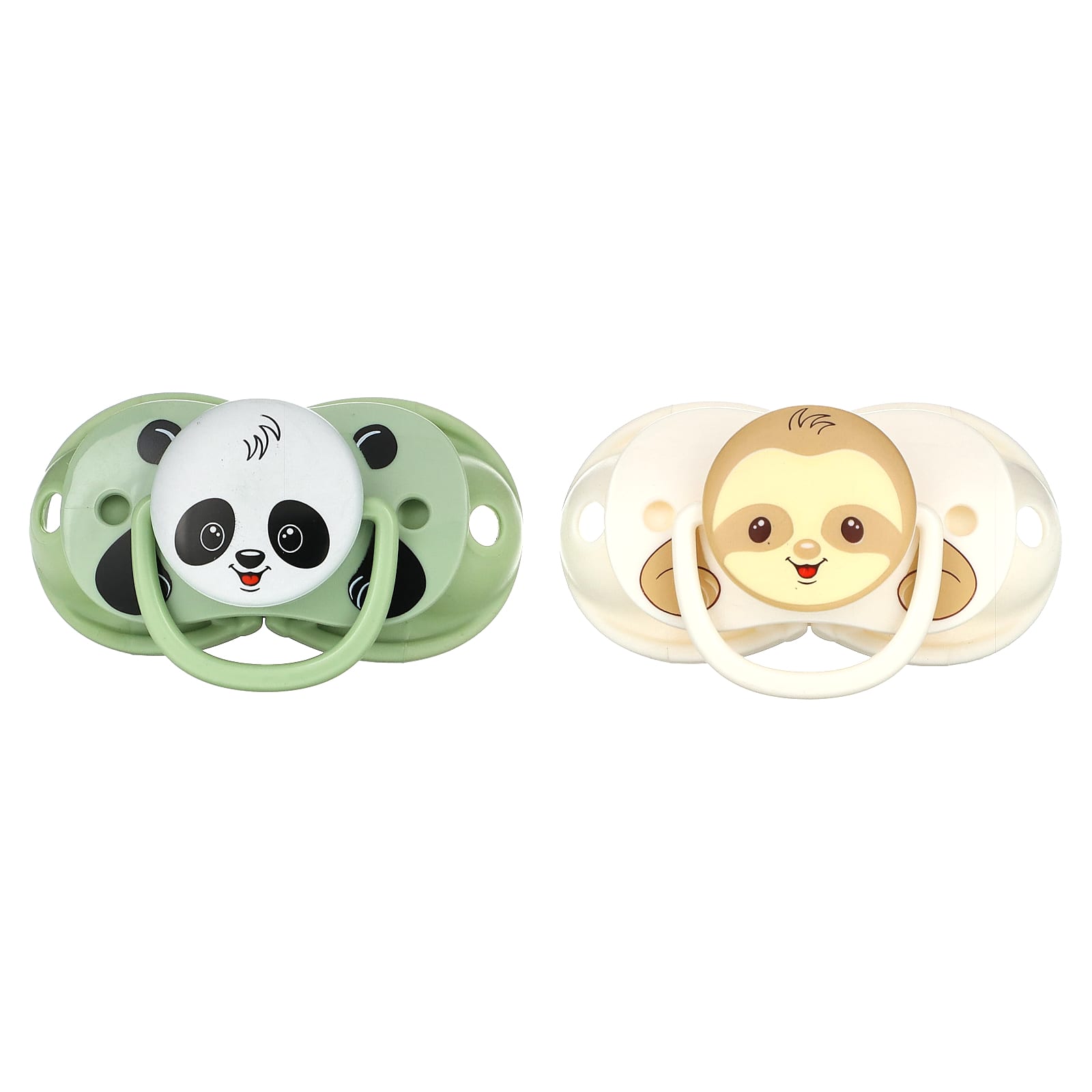 RaZbaby, Keep-It-Kleen Pacifier, 0-36m, Sloth & Panda, 2 Pacifiers