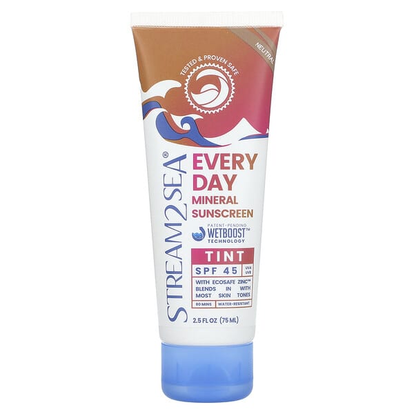 Stream2Sea, Everyday Mineral Sunscreen Tint, SPF 45, Neutral , 2.5 fl ...