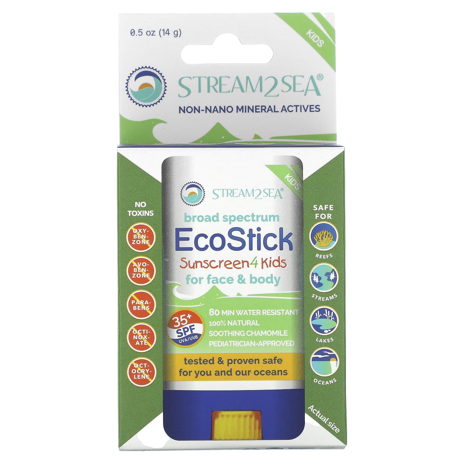 Stream2Sea, EcoStick Sunscreen 4 Kids, SPF 35+, Fragrance Free, 0.5 oz ...
