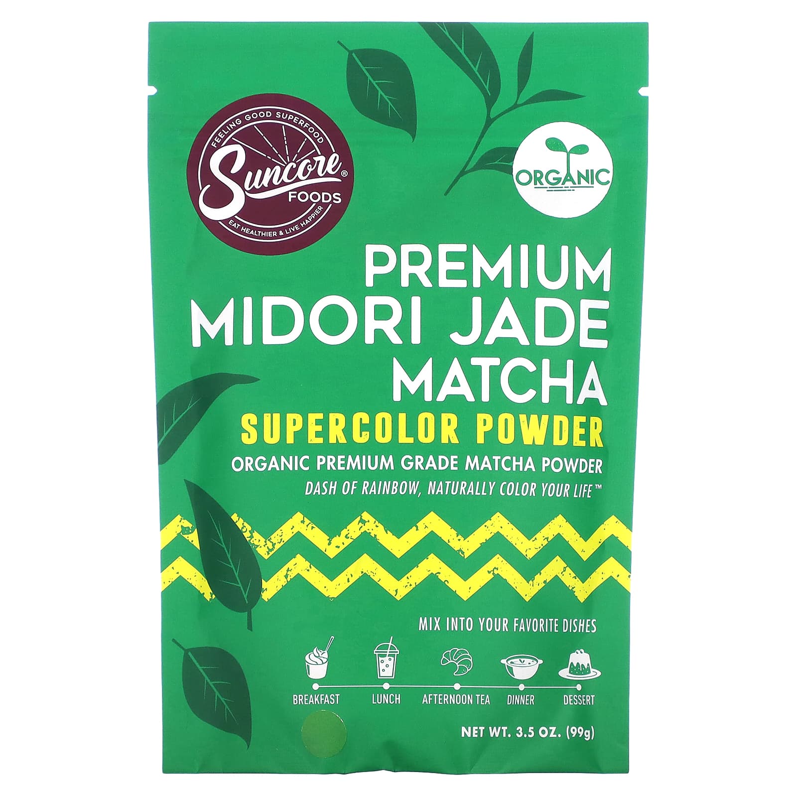 Suncore Foods, Midori Jade Matcha Premium, Pó Supercolor, 99 g (3,5 oz)