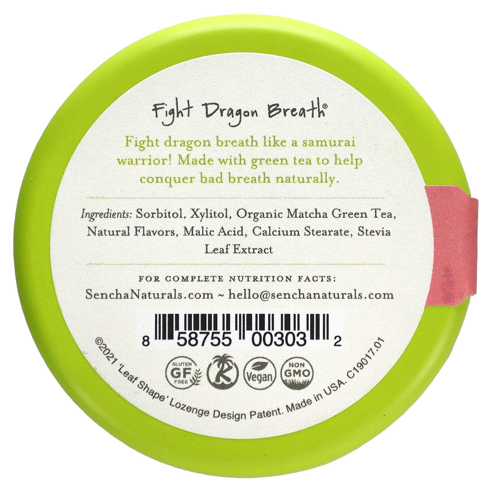 Sencha Naturals, Green Tea Mints, Pink Dragon Fruit, 1.2 oz (35 g)