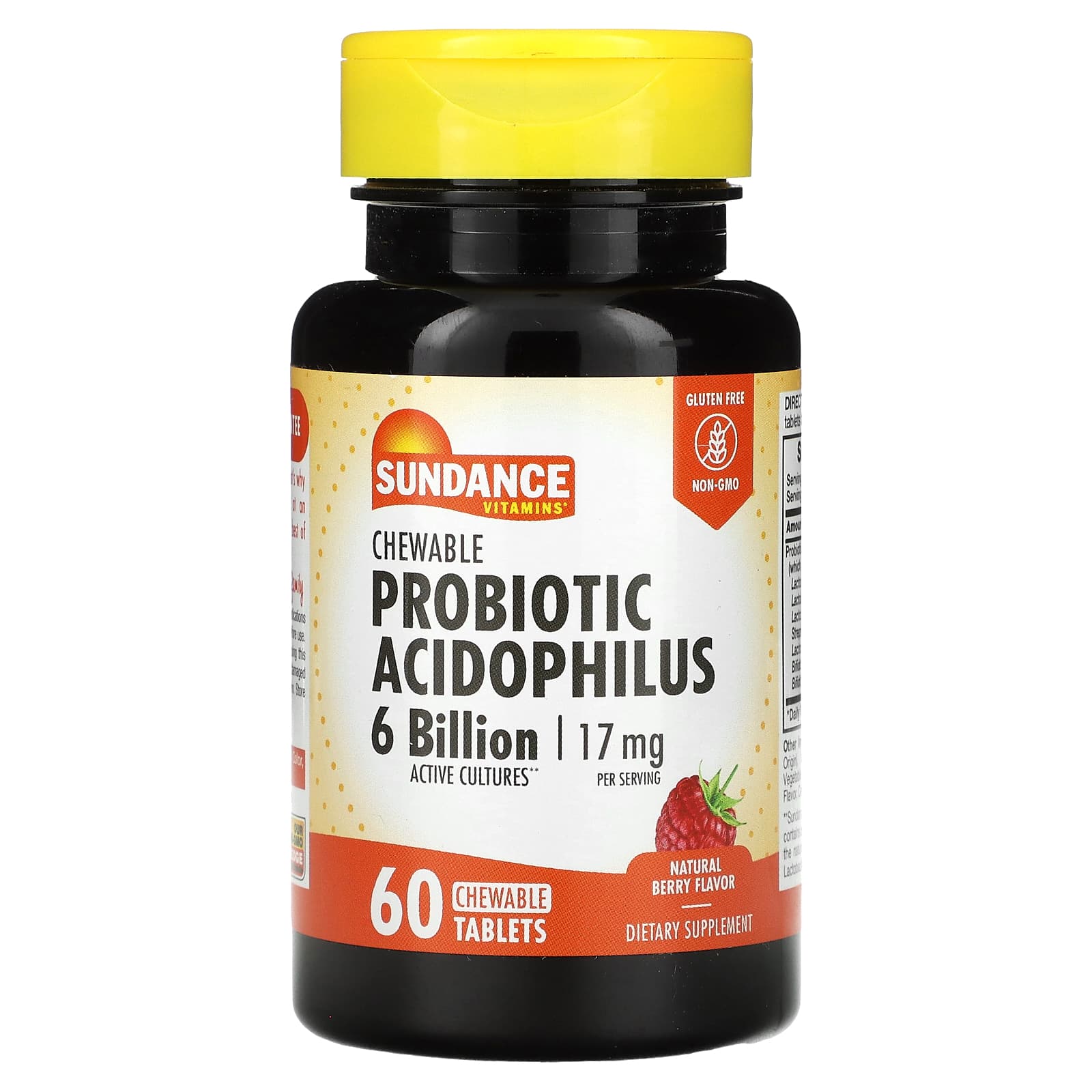 Sundance Vitamins Chewable Probiotic Acidophilus Natural Berry 6 Billion 60 Chewable Tablets
