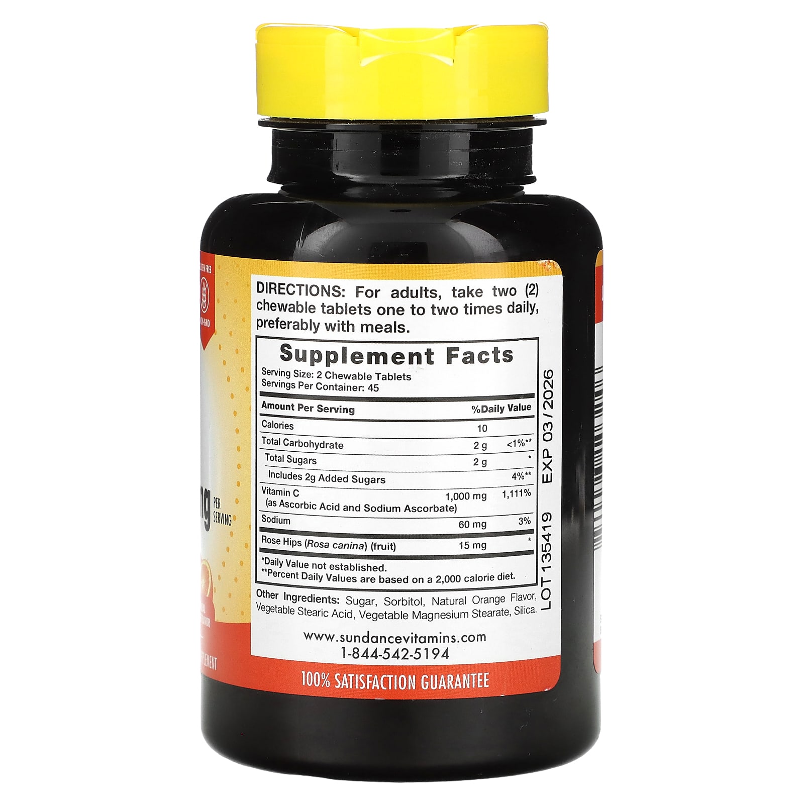 Sundance Vitamins, Chewable C, Natural Orange, 1,000 mg, 90 Chewable ...