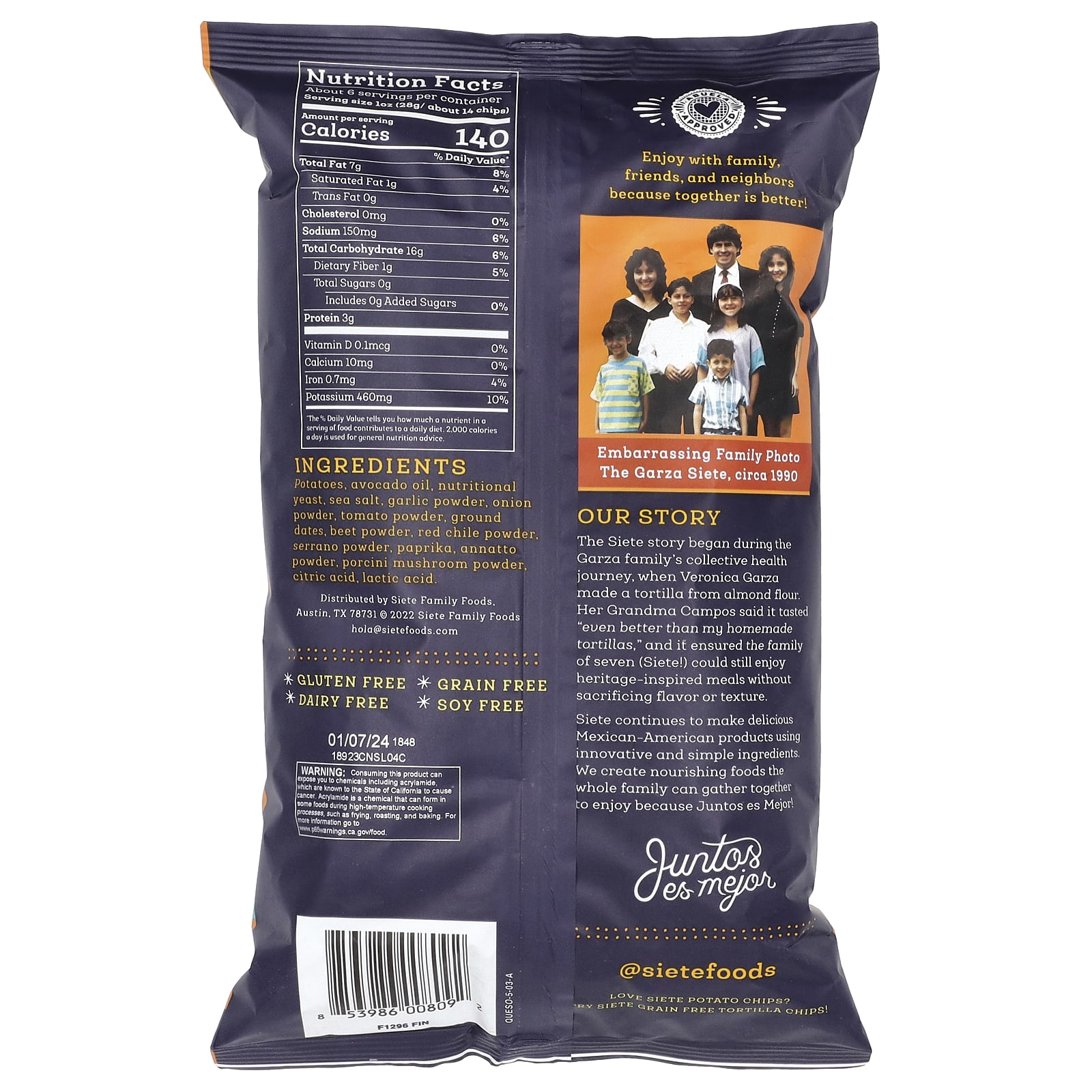 Siete, Potato Chips, Queso, 5.5 oz (156 g)